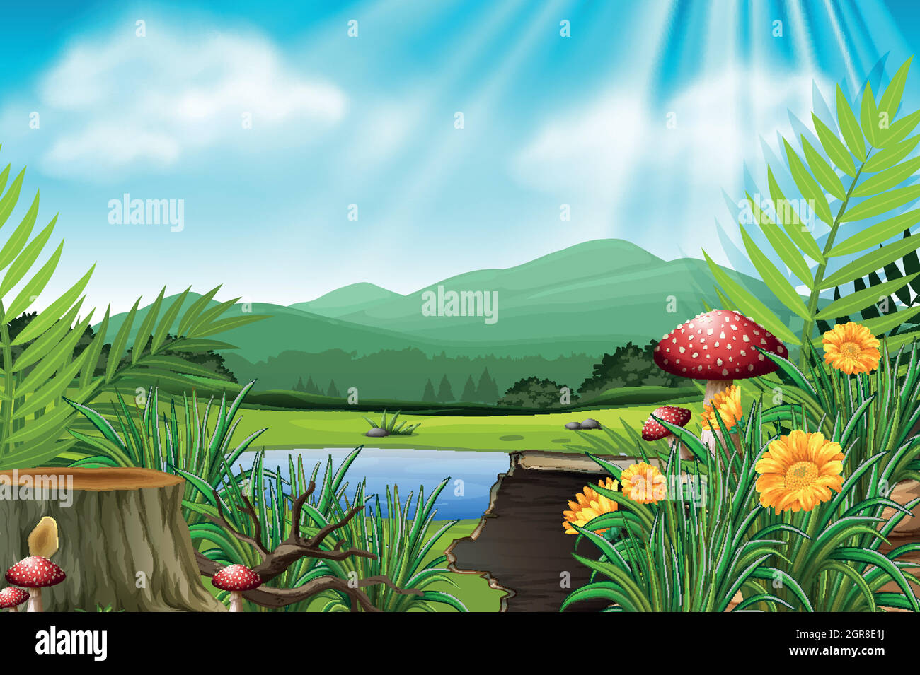 Lake mountain illustration Stock Vector Images - Alamy
