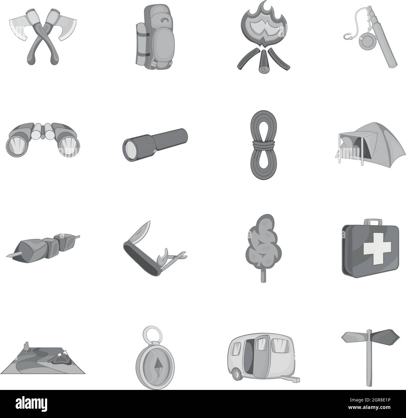 Camping equipment set outdoor Cut Out Stock Images & Pictures - Alamy