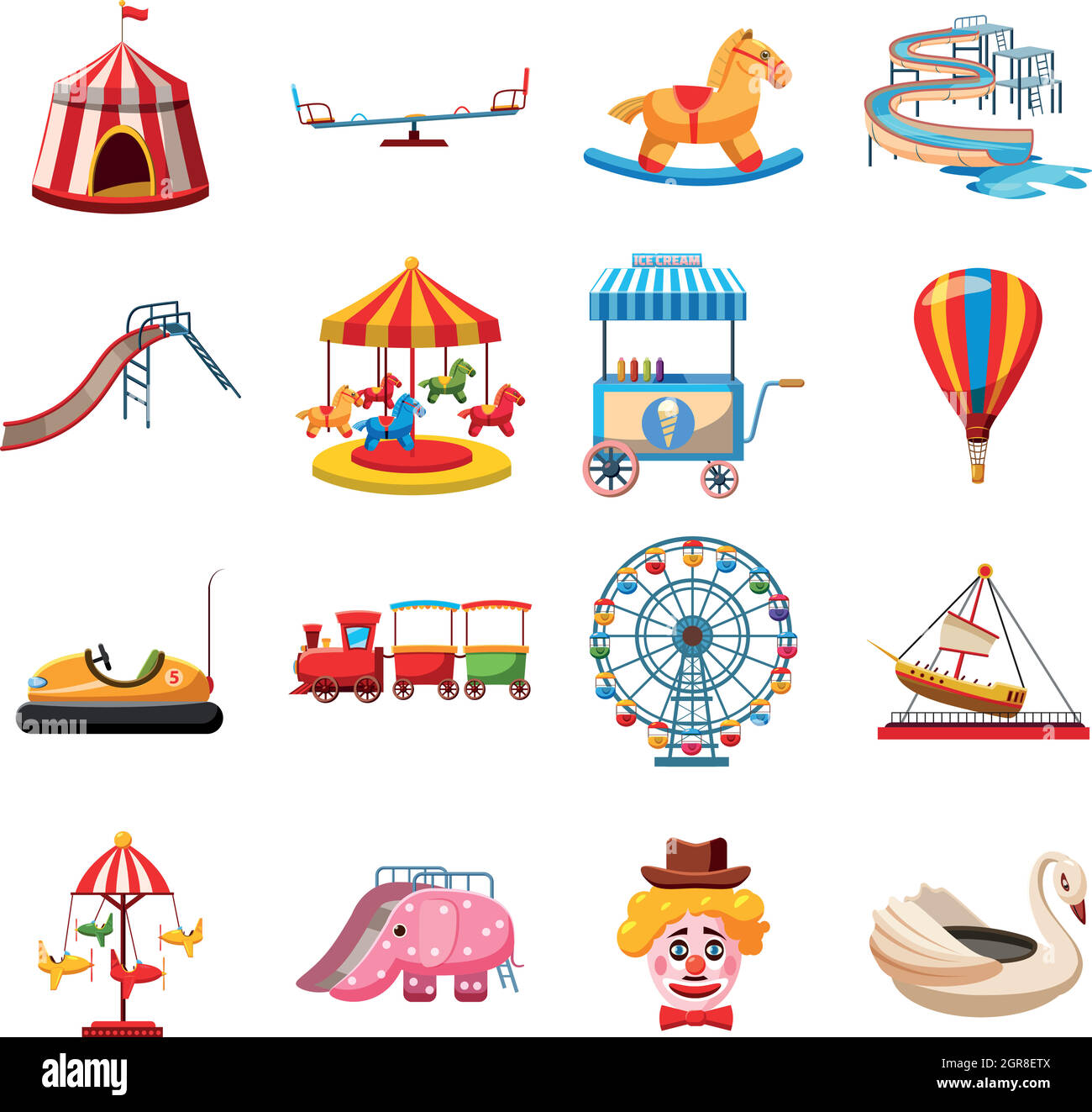 Amusement park icons set, flat style Stock Vector Image & Art - Alamy