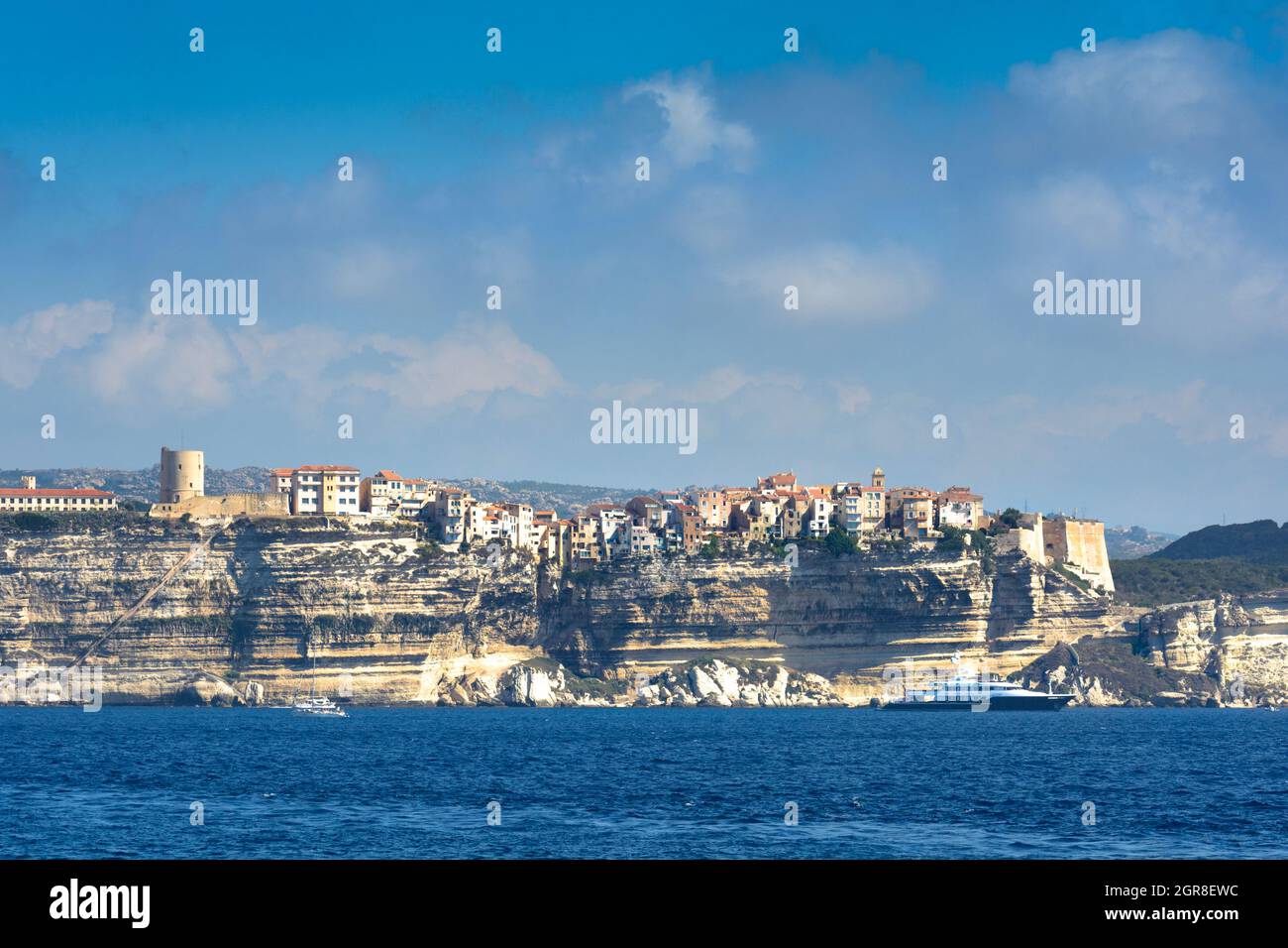 Bonifacio city seen from the sea, Corsica Stock Photo - Alamy