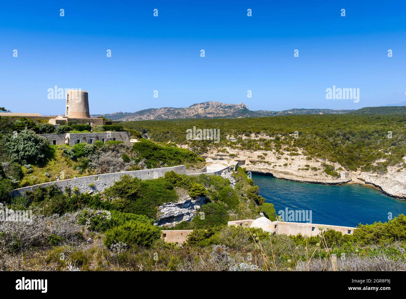 Landscape and blue sky at Bonifacio, Corsica Stock Photo - Alamy