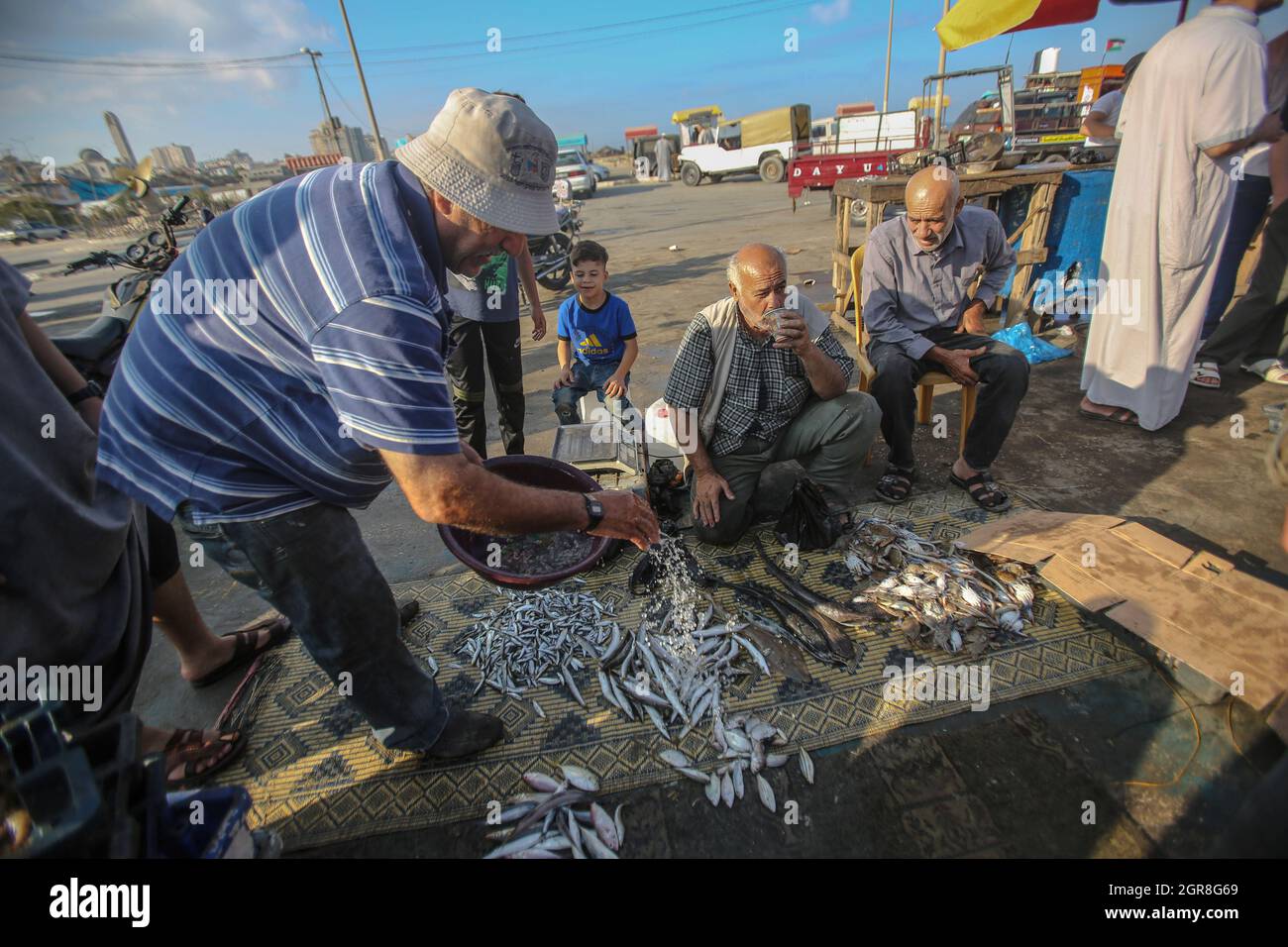Gaza, Palestine. 30th Sep, 2021. Palestinians are seen looking at the ...