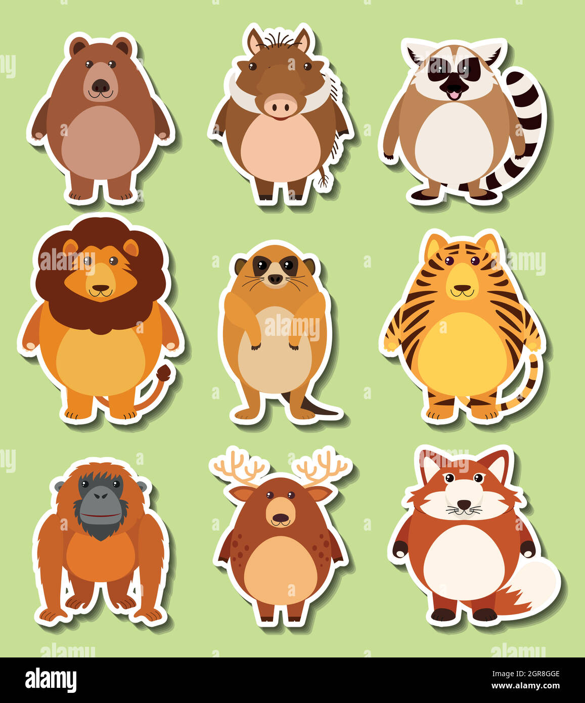 Sticker design with wild animals Stock Vector Image & Art - Alamy
