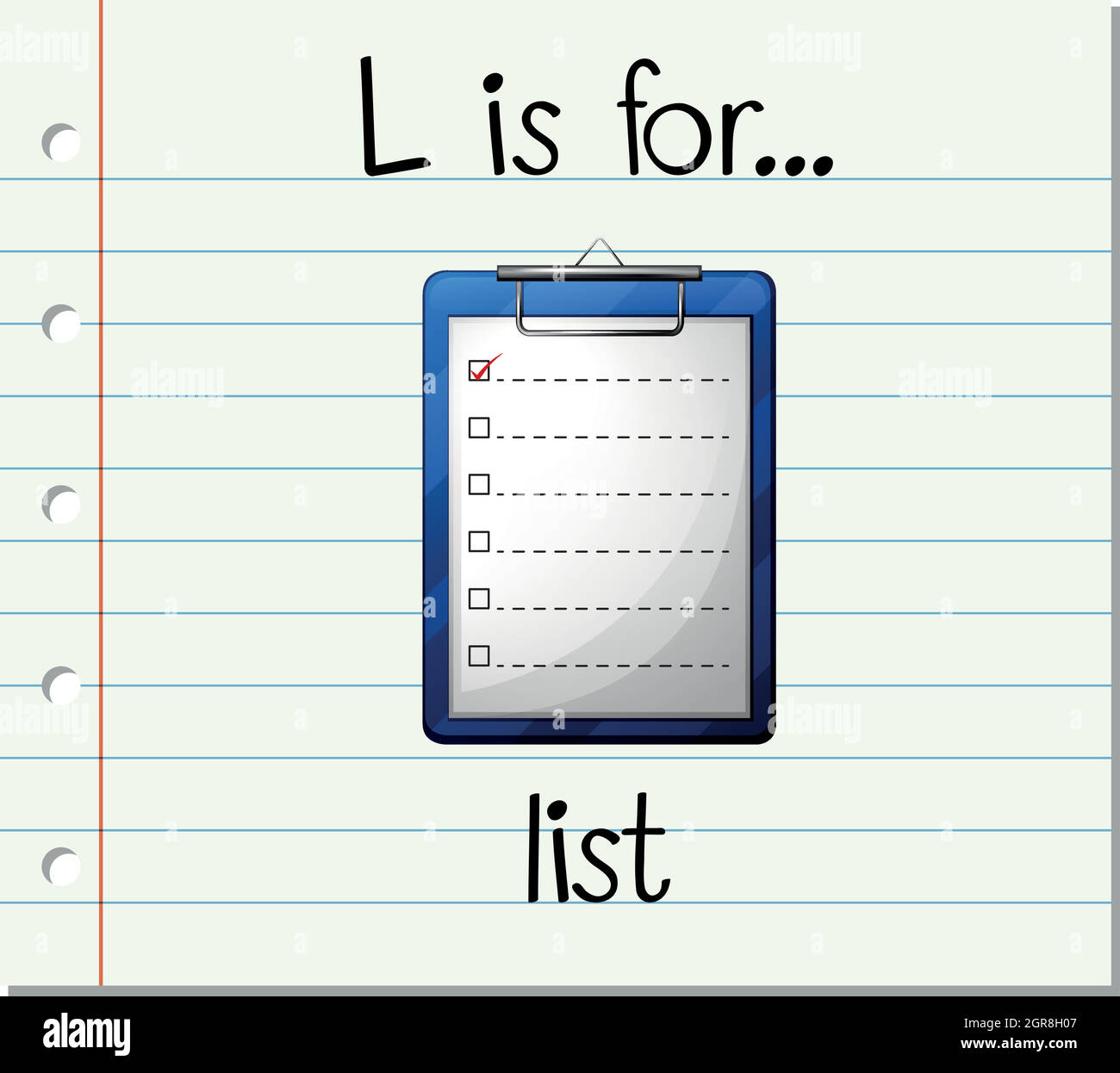 Flashcard letter L is for list Stock Vector Image & Art - Alamy