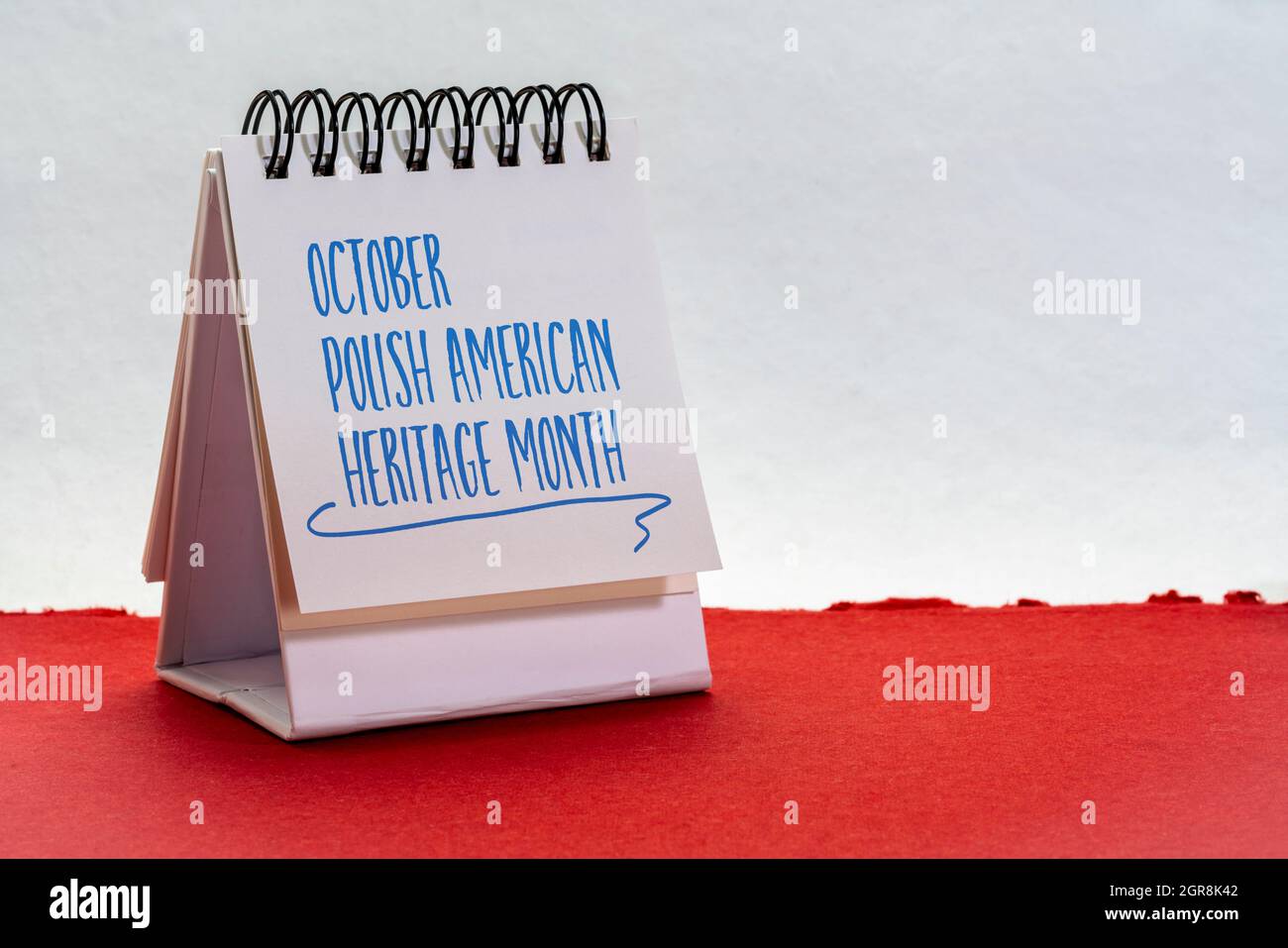 October - Polish American Heritage Month, handwriting in a small ...