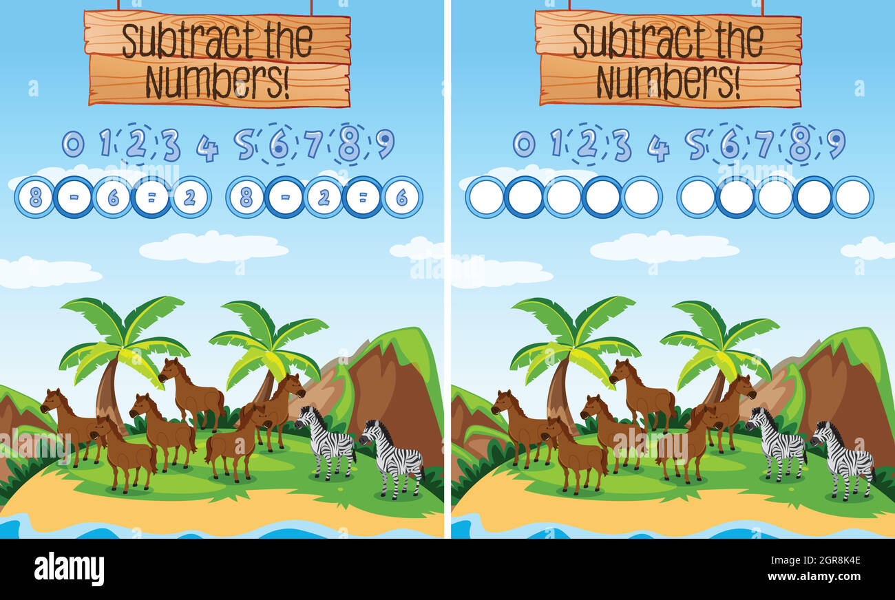 Addition subtraction isolated cartoon Stock Vector Images - Alamy