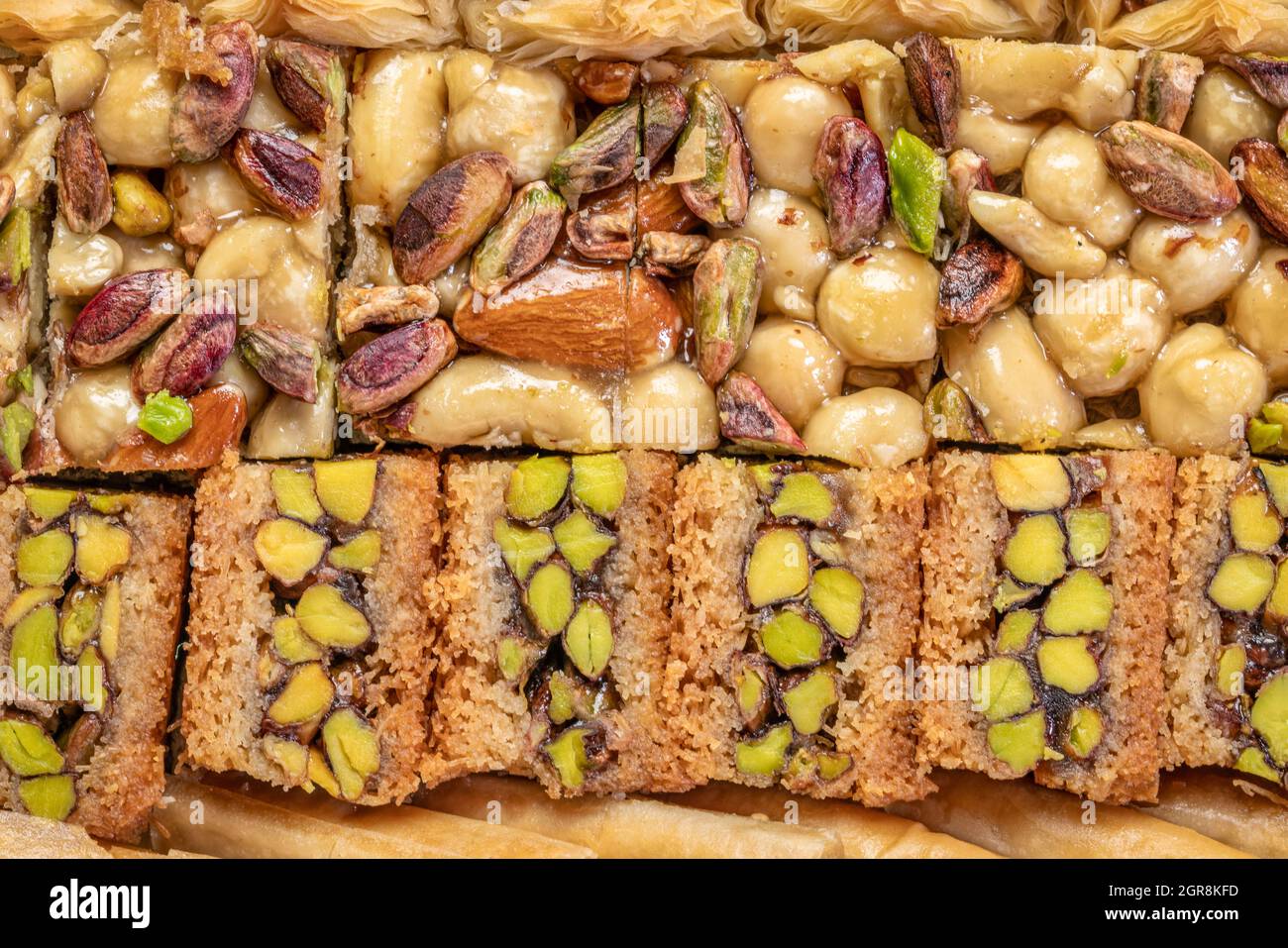 assortment of traditional Turkish baklava pastry, a dessert is well ...