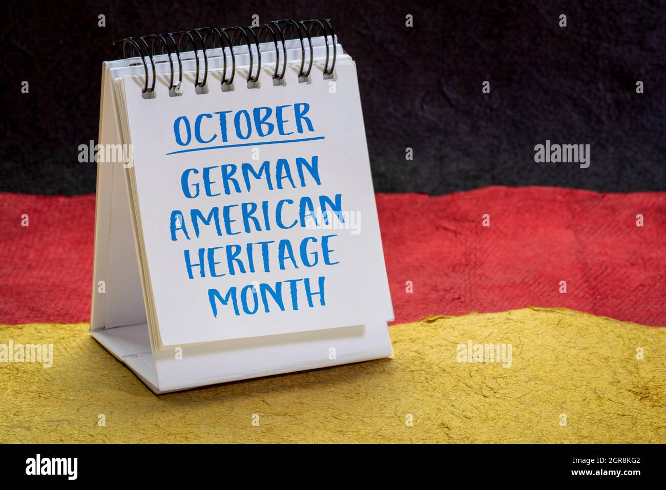 October - German American Heritage Month, handwriting in a small ...