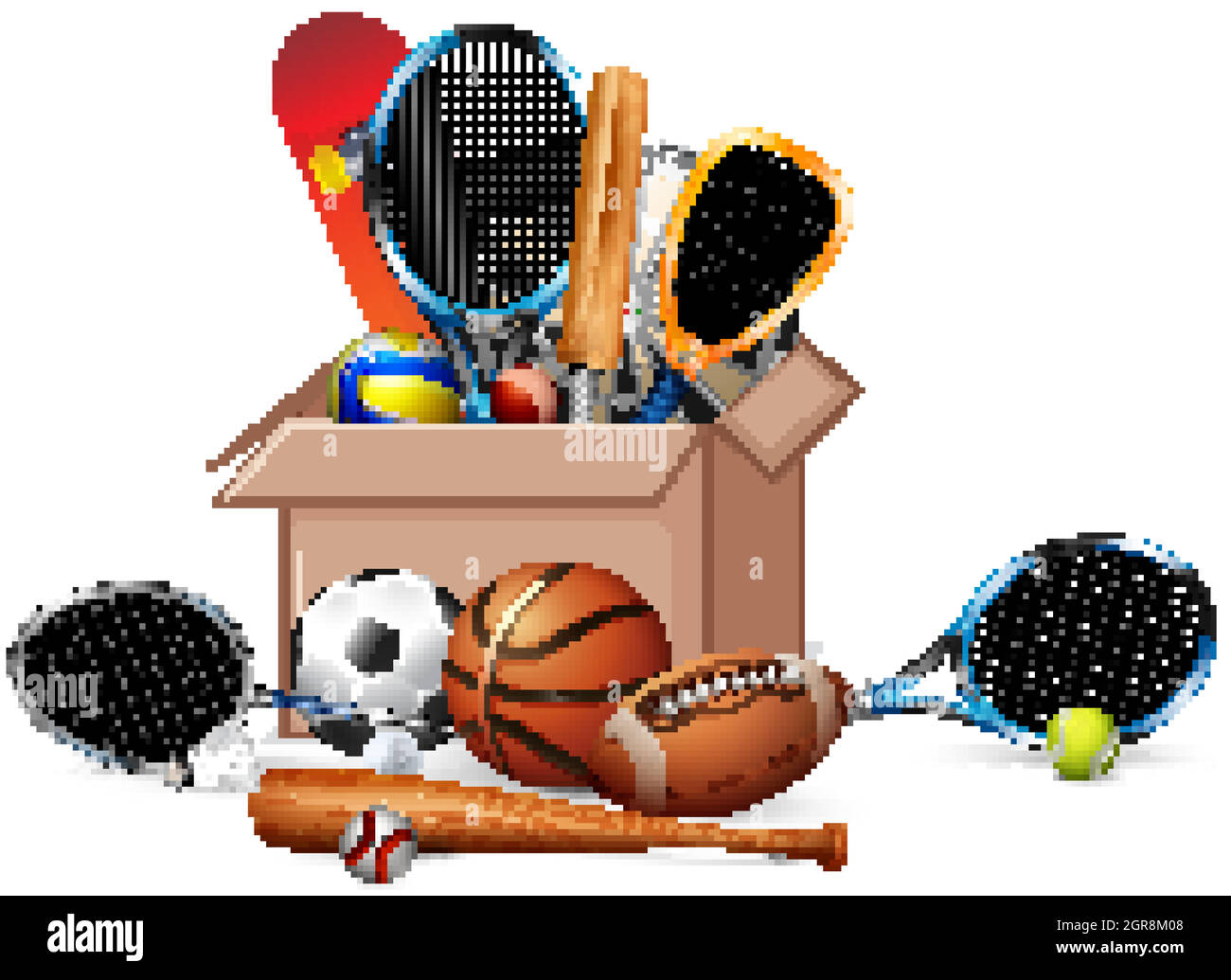 Box full of sport equipments on white background Stock Vector Image ...