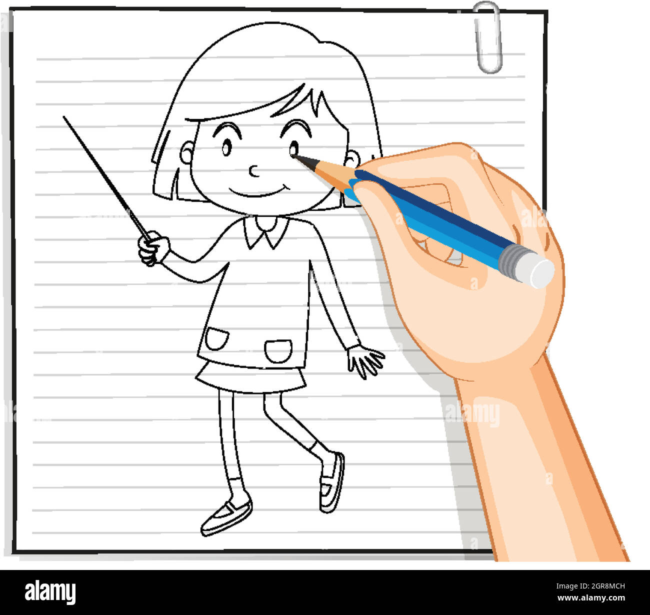 Woman child writing girl Stock Vector Images - Alamy