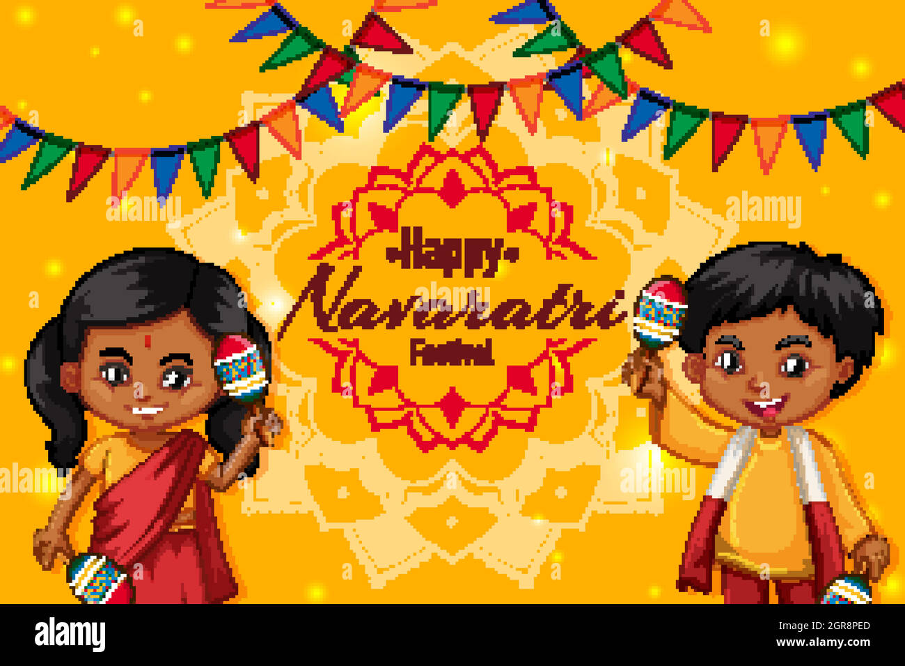 Navaratri poster design with boy and girl Stock Vector Image & Art - Alamy
