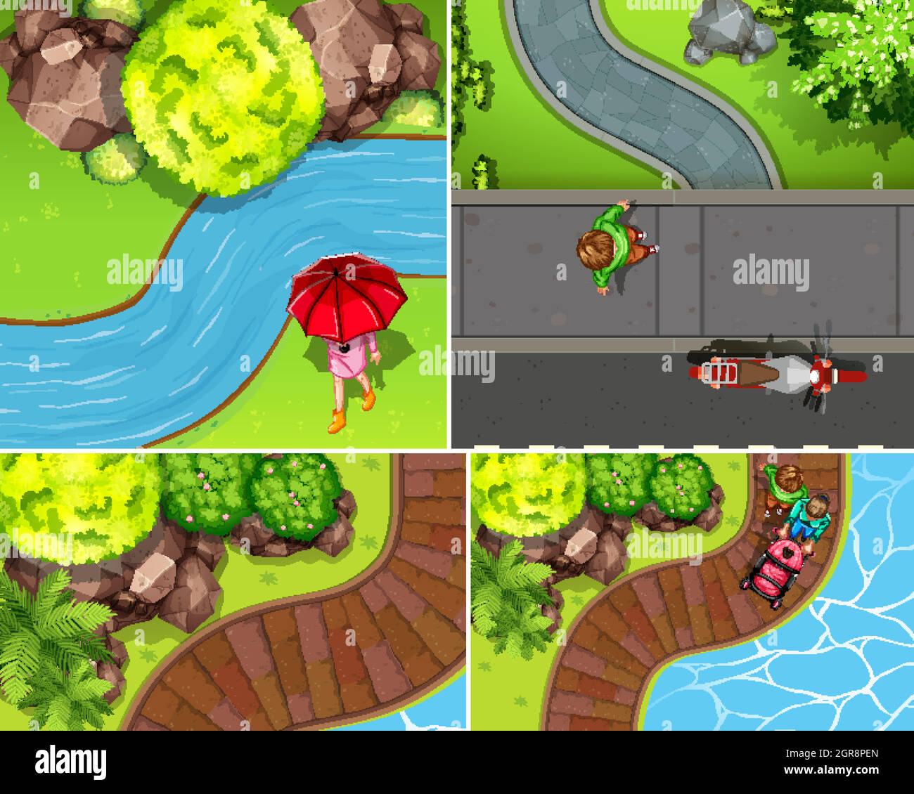 Set of aerial park with river scene Stock Vector Image & Art - Alamy