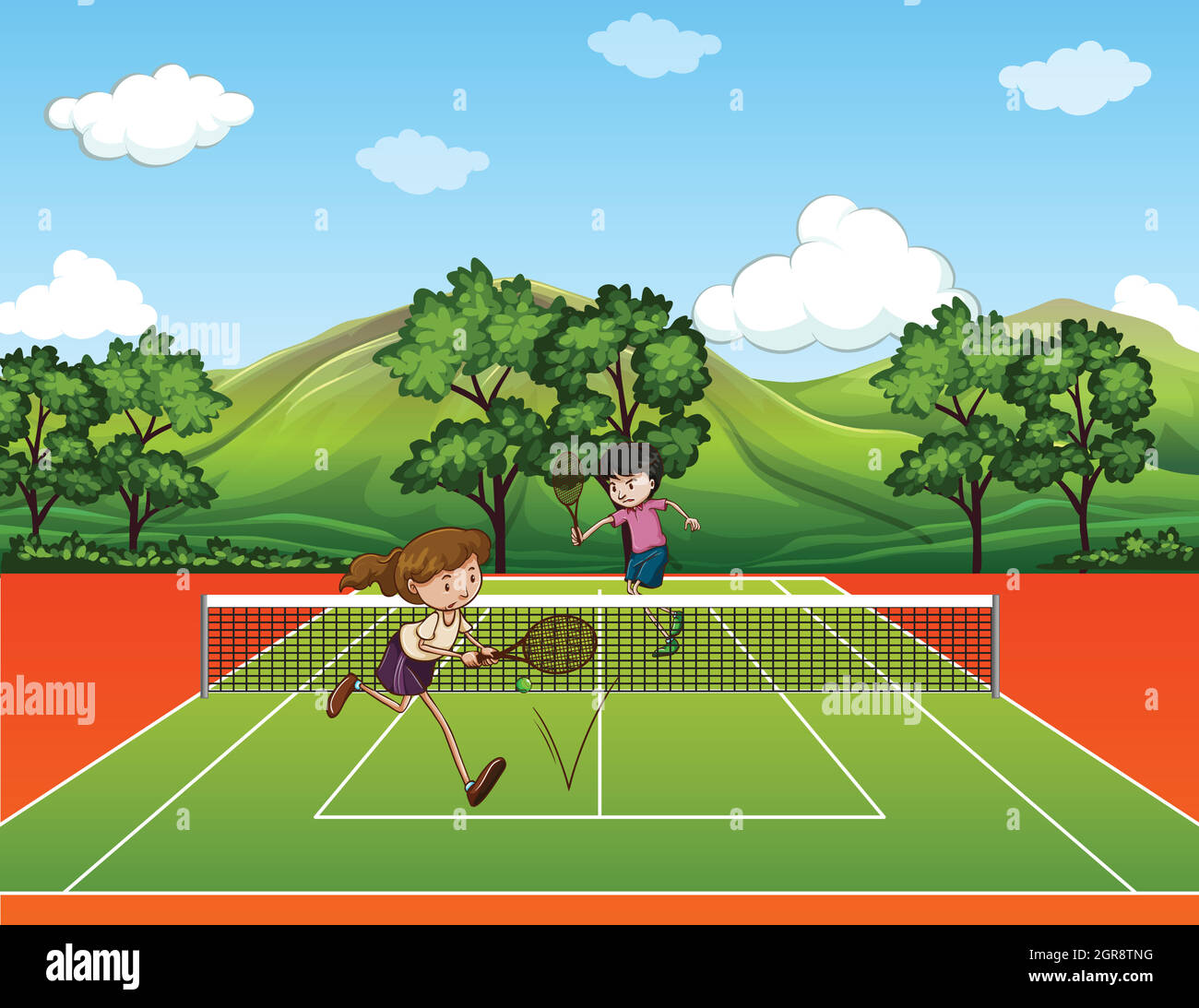 People playing tennis outside Stock Vector Image & Art - Alamy