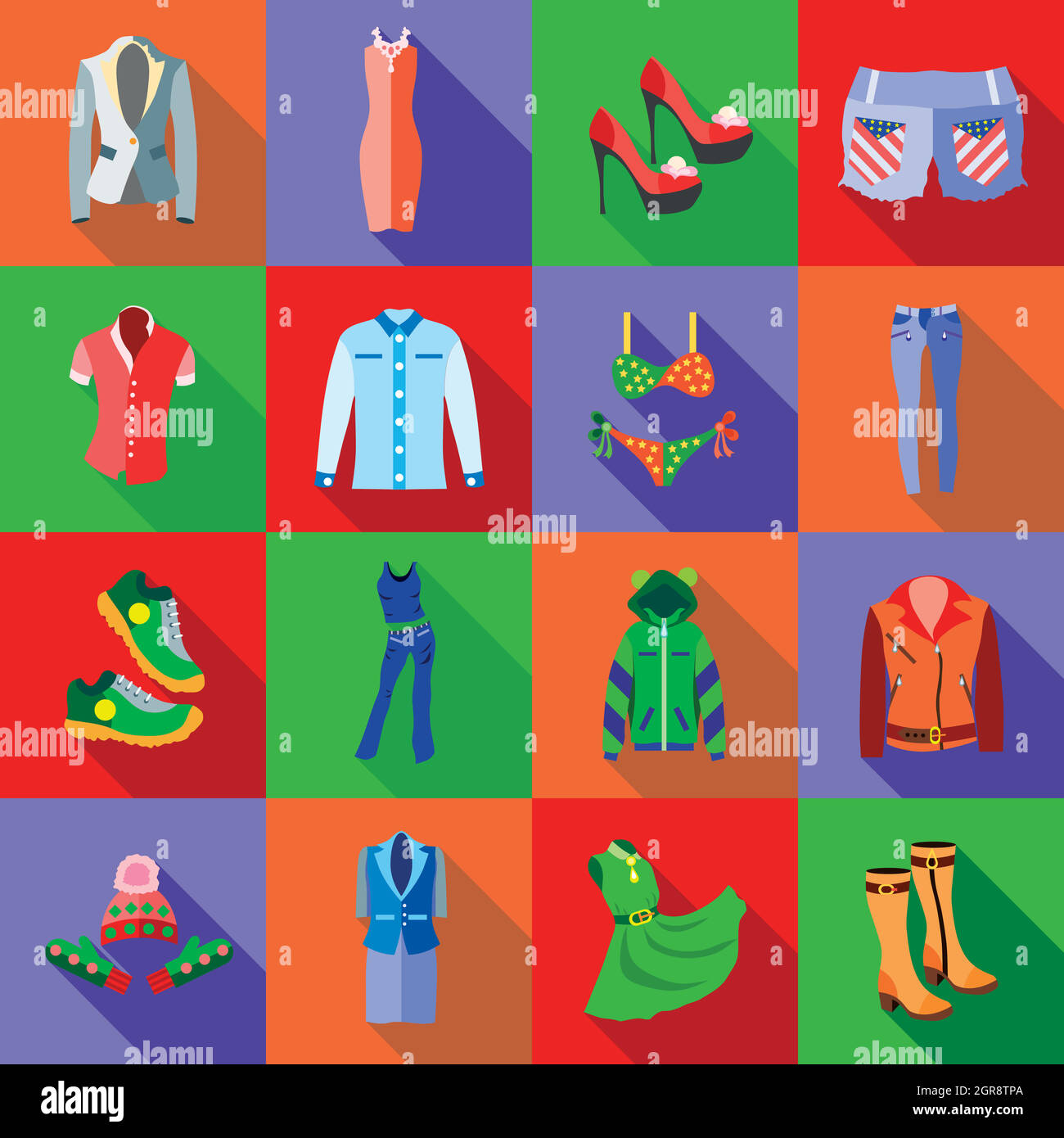 Woman clothes icons set, flat style Stock Vector Image & Art - Alamy