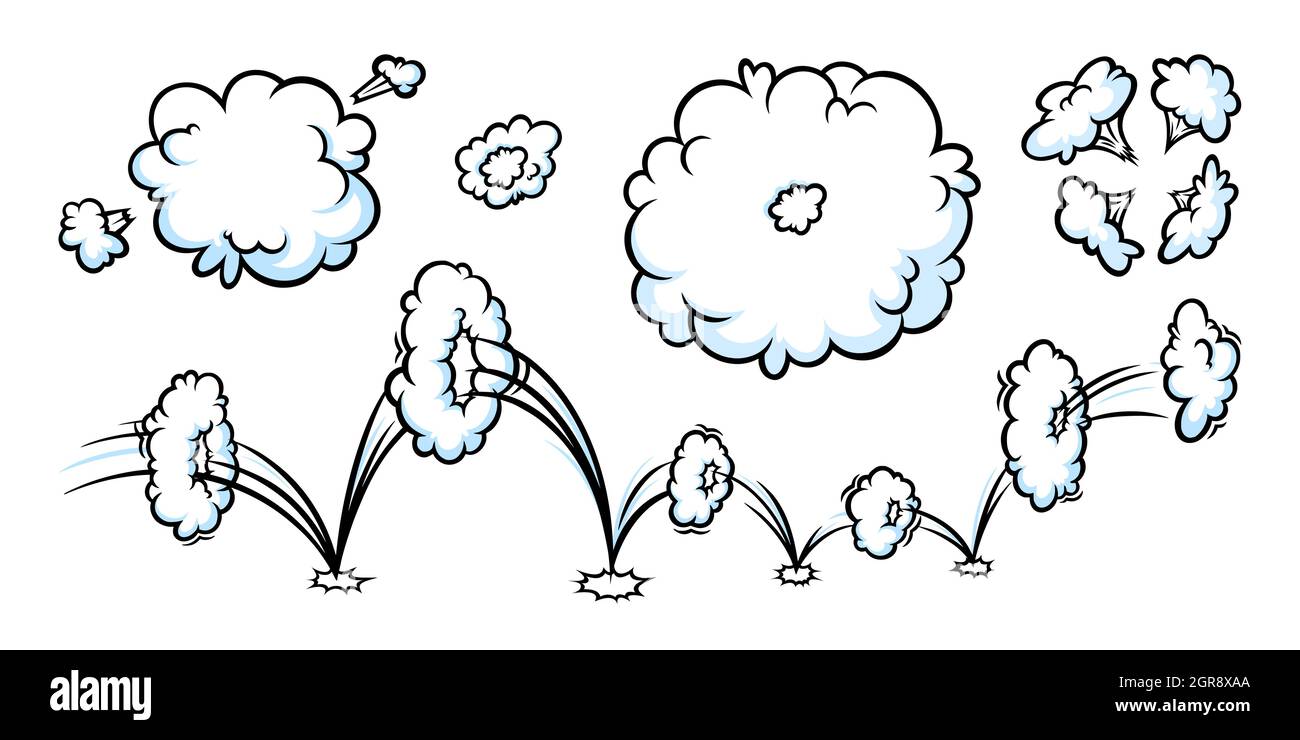Comic boom smoke effect. Puff and jump clouds for surprising and ...