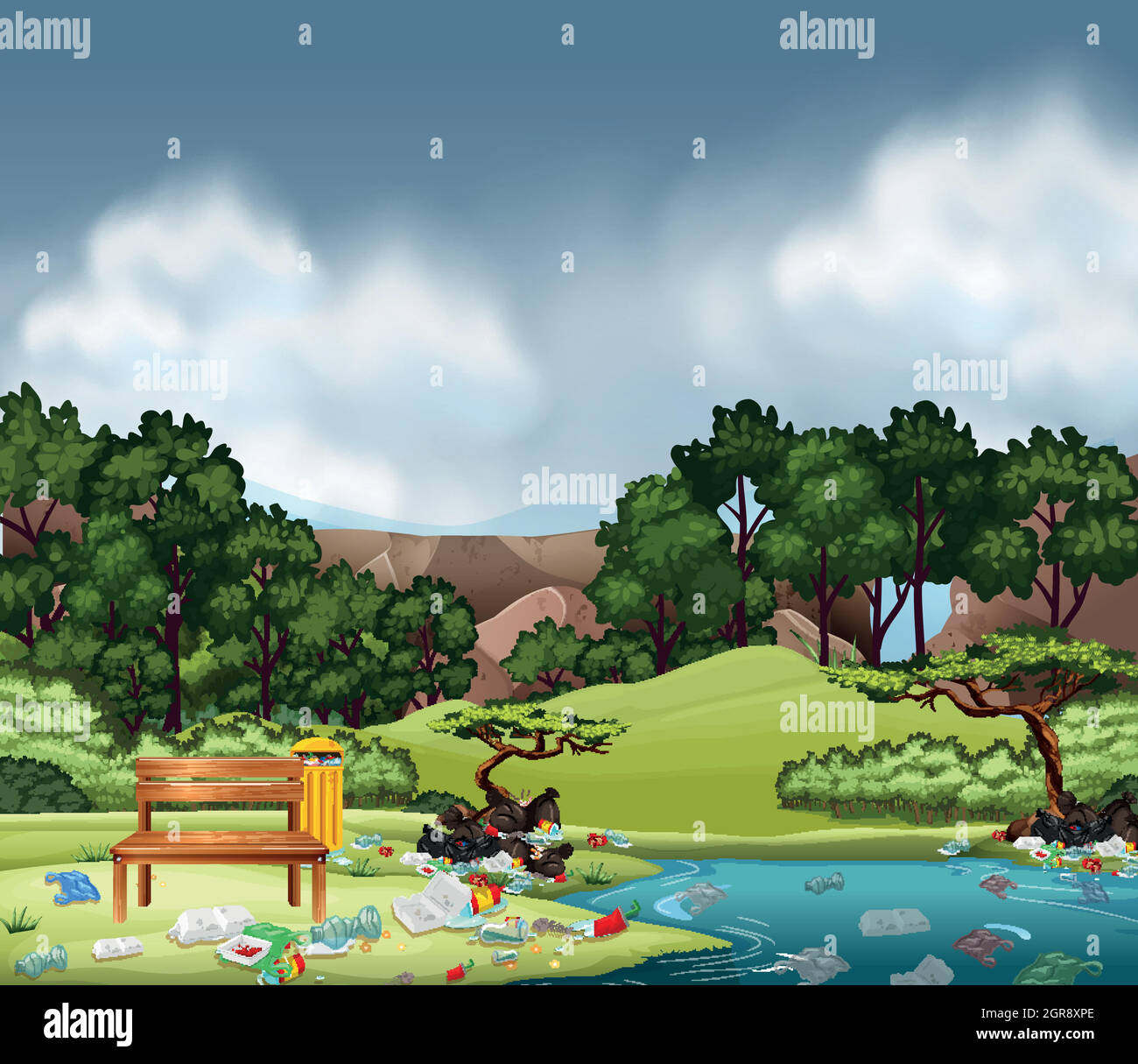 Litter in nature park Stock Vector Image & Art - Alamy