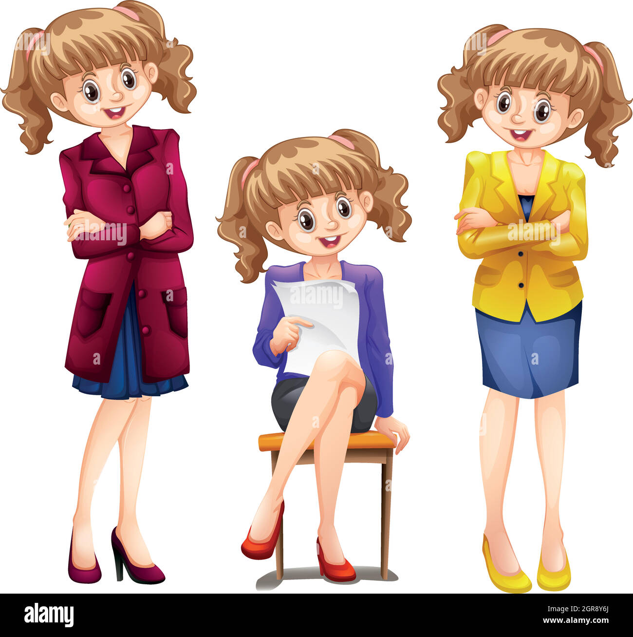 Set of three girls Stock Vector Image & Art - Alamy
