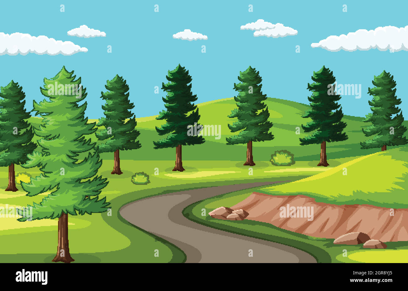 Empty road in green Stock Vector Images - Alamy