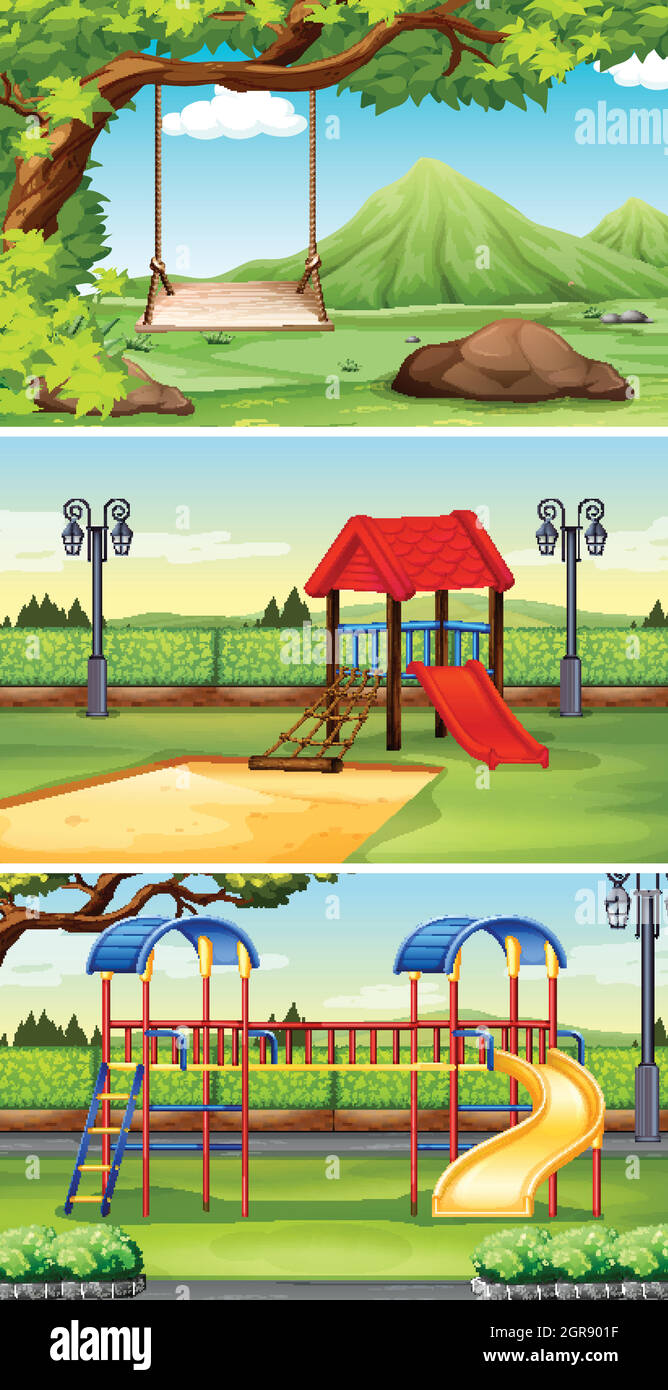 Three scenes of park and playground Stock Vector Image & Art - Alamy