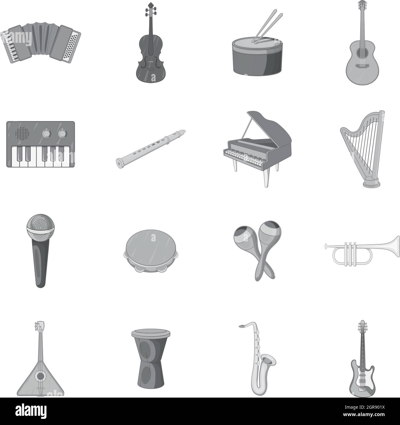 Vintage music icons black hi-res stock photography and images - Alamy