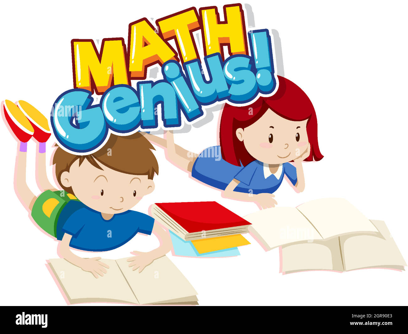 Font design for word math genius with two happy children Stock Vector ...