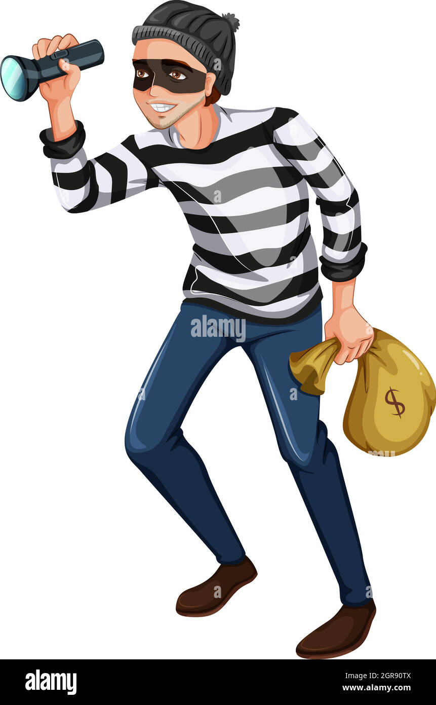 A robber with a flashlight and a bag Stock Vector Image & Art - Alamy