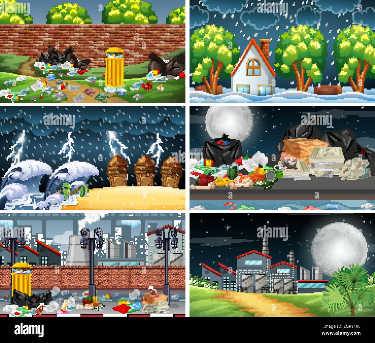 Set of polluted scenes Stock Vector Image & Art - Alamy