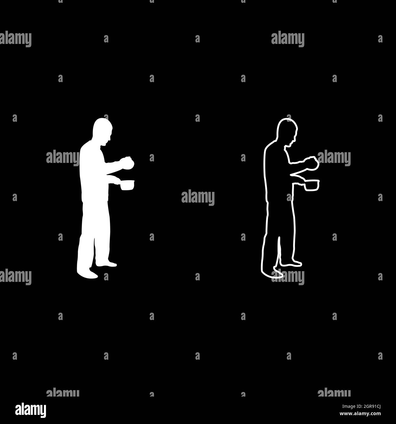 Man saucepan in hands Stock Vector Images - Alamy