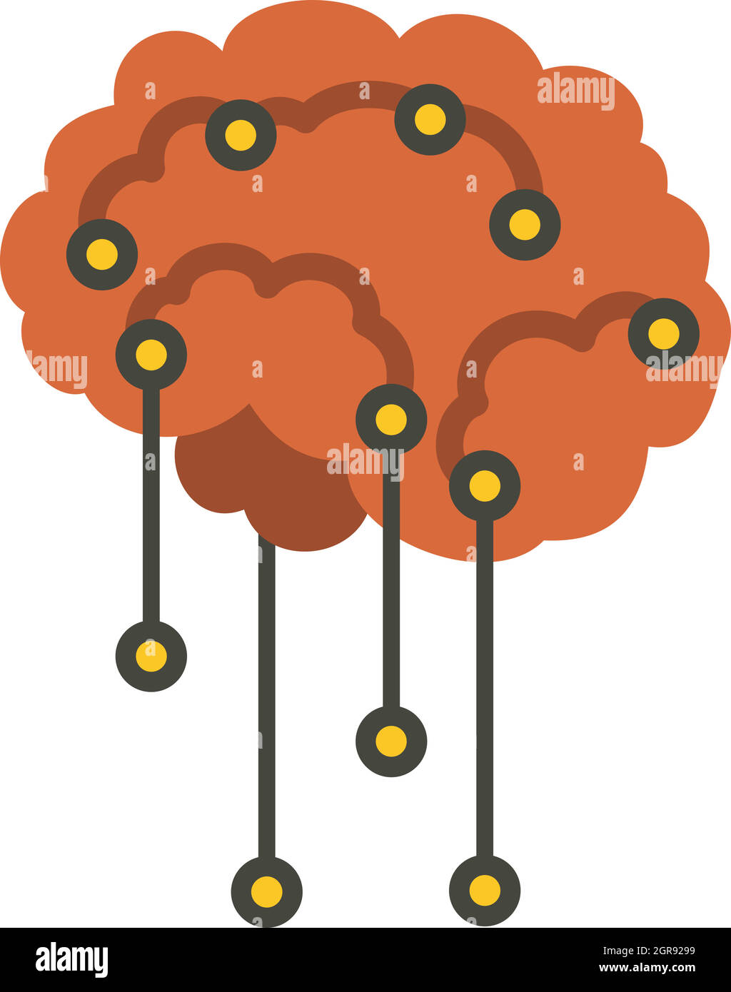 Sensors on human brain icon, flat style Stock Vector Image & Art - Alamy