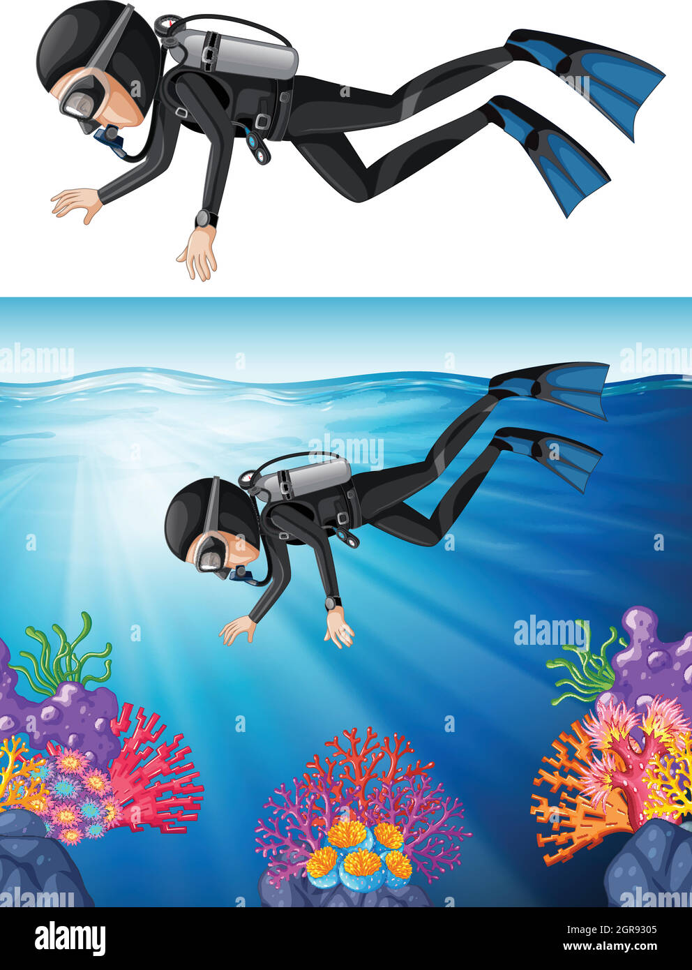 Snorkeling in coral reef Stock Vector Images - Alamy