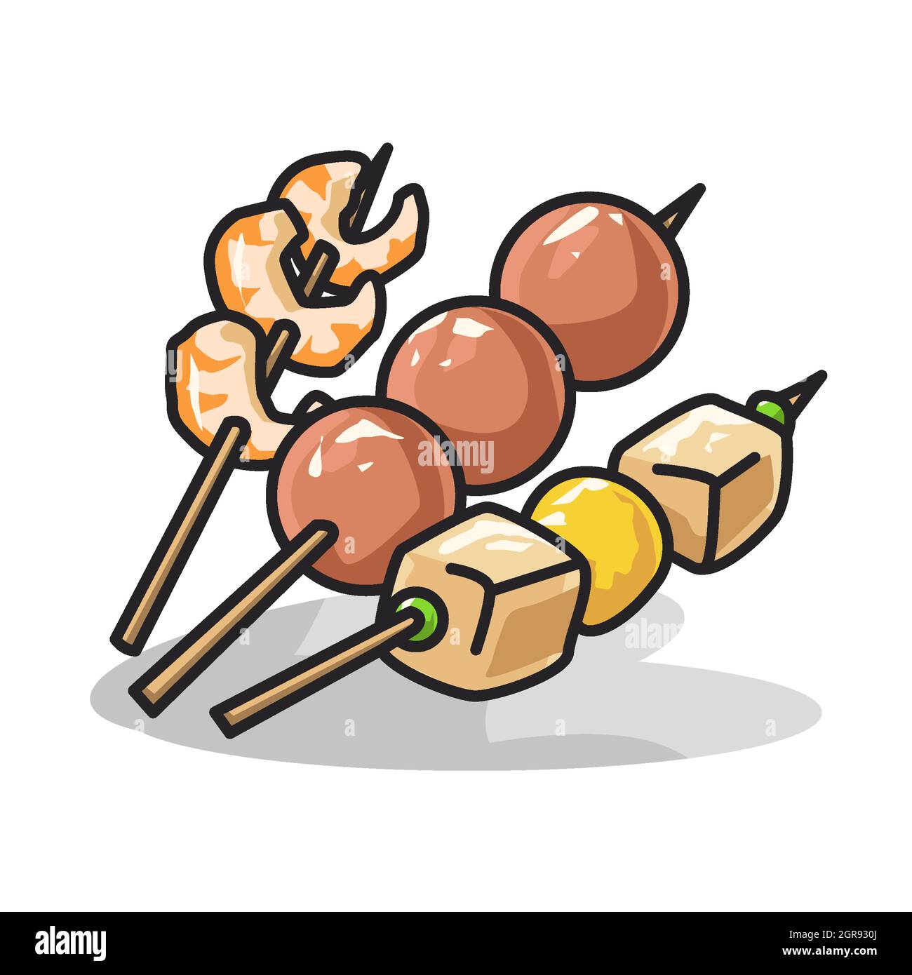 delicious Fast food meal snack in cute line art illustration Stock ...