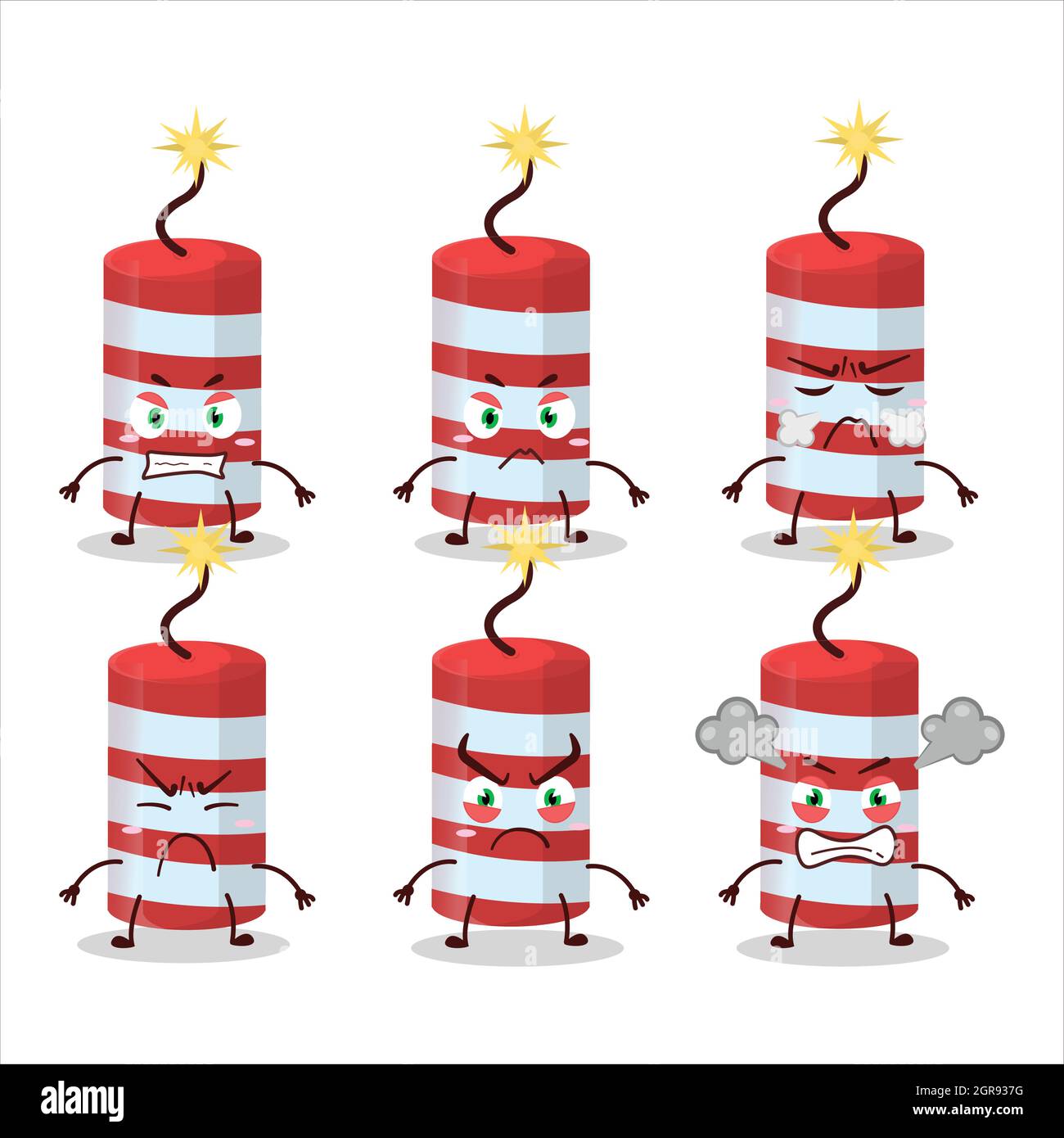 Red firecracker cartoon character with various angry expressions ...