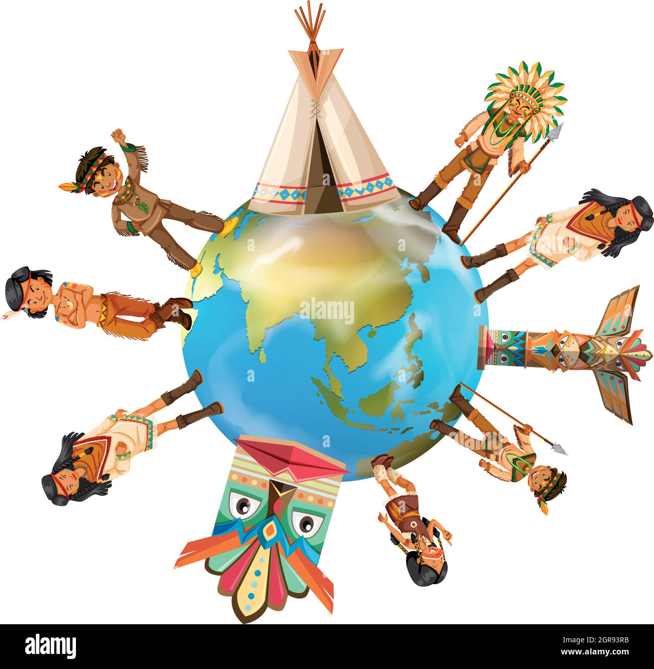 Native american indians around the world Stock Vector Image & Art - Alamy