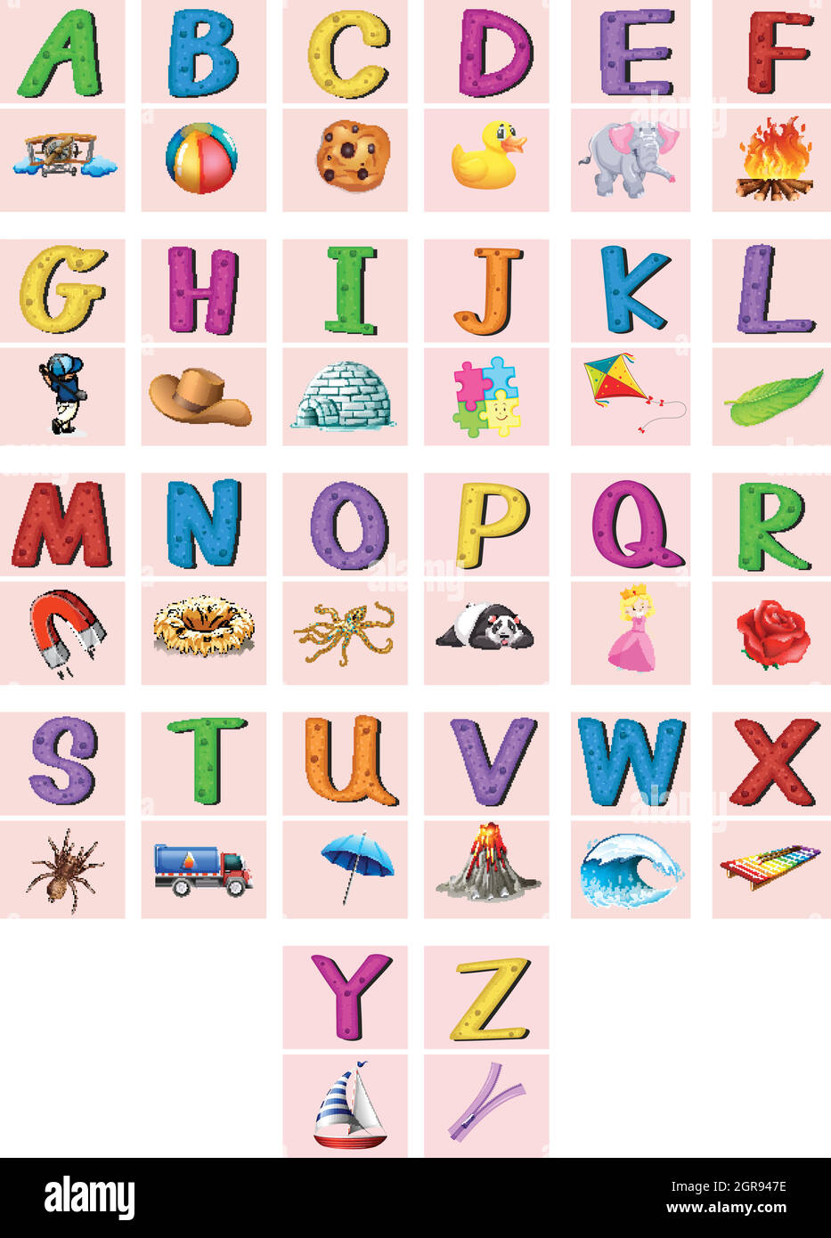 English alphabets A to Z with pictures Stock Vector Image & Art - Alamy
