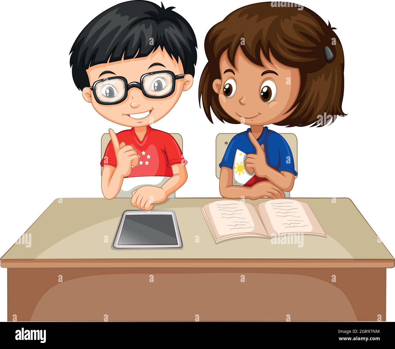 Boy and girl working together Stock Vector Image & Art - Alamy