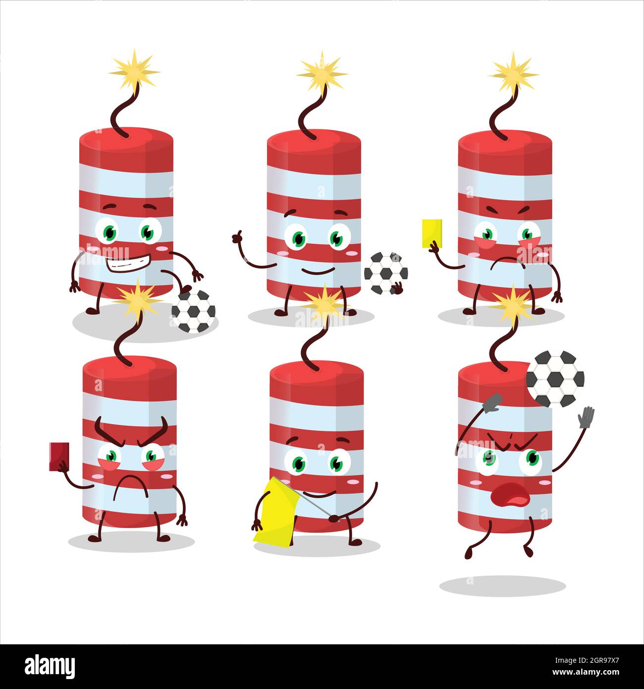 Red firecracker cartoon character working as a Football referee. Vector ...