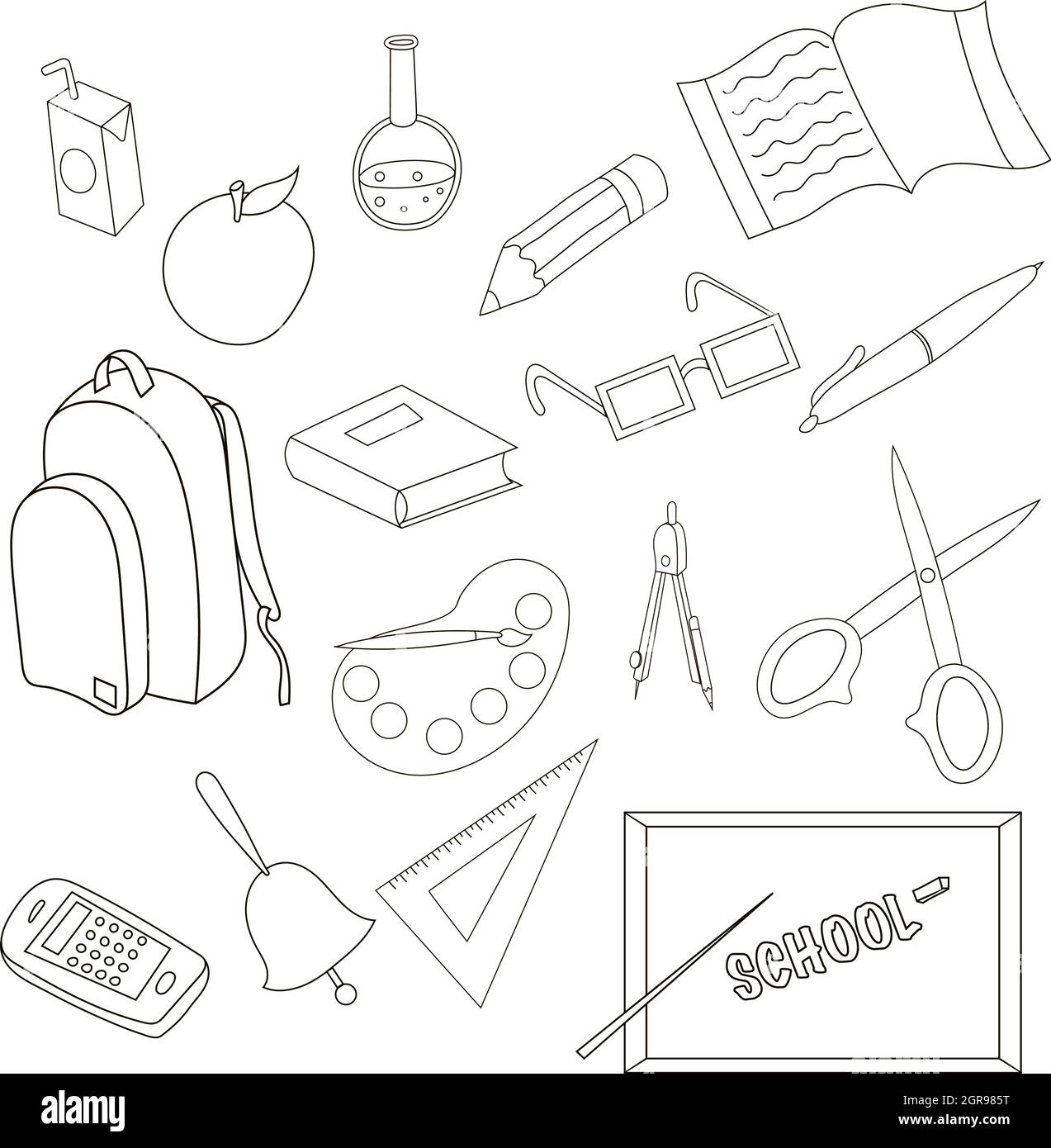 School icons set in outline style Stock Vector Image & Art - Alamy