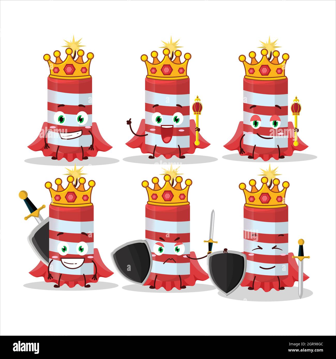 A Charismatic King red firecracker cartoon character wearing a gold ...