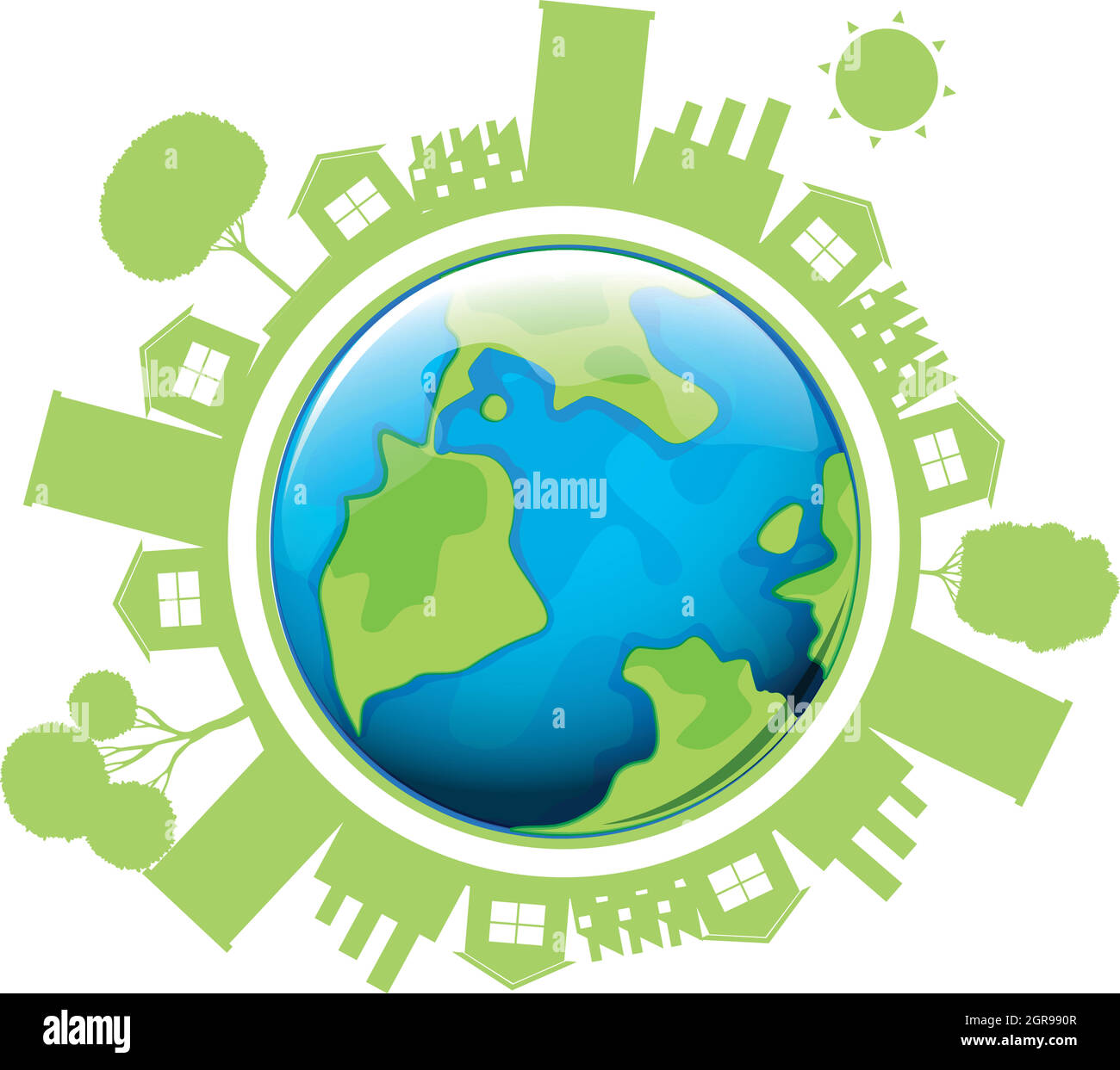Environment theme with houses on earth Stock Vector Image & Art - Alamy