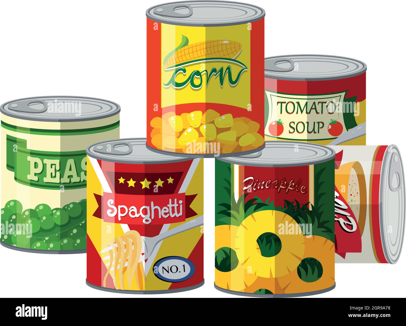 Pile of different canned food Stock Vector Image & Art - Alamy