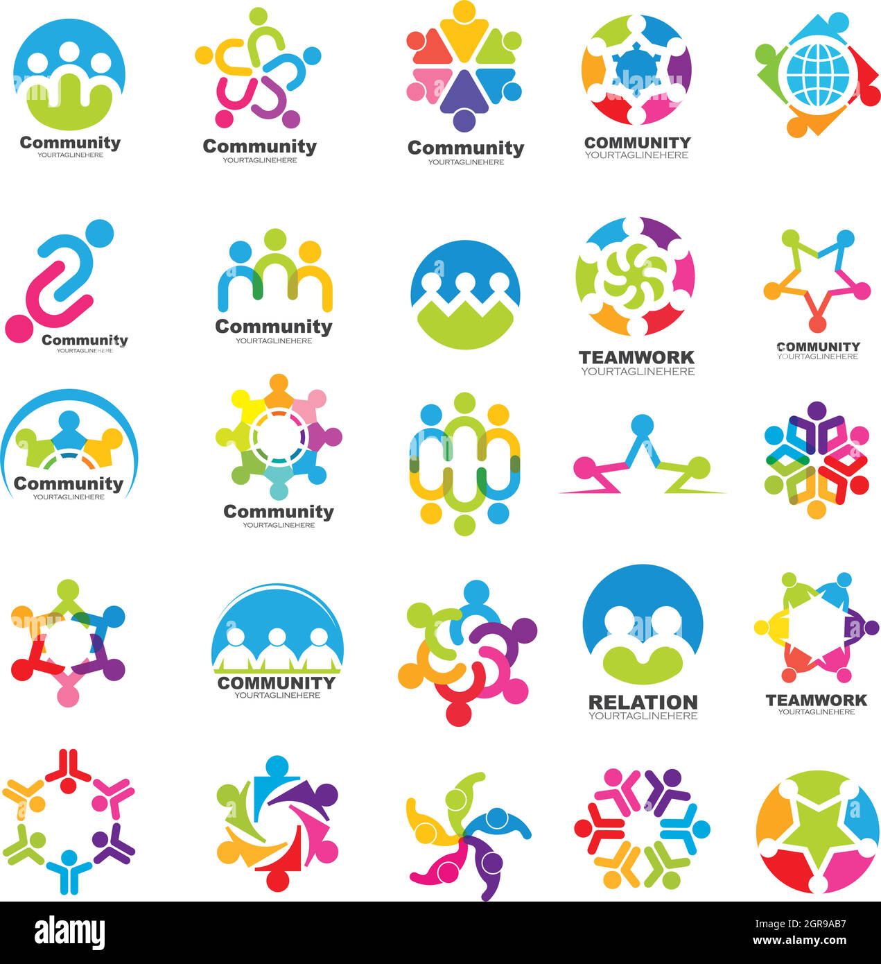 25 set icon and logo of Community, network and social design vector ...
