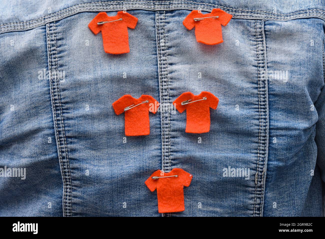 Orange Shirt Day symbols on a jacket honouring Indigenous Residential ...