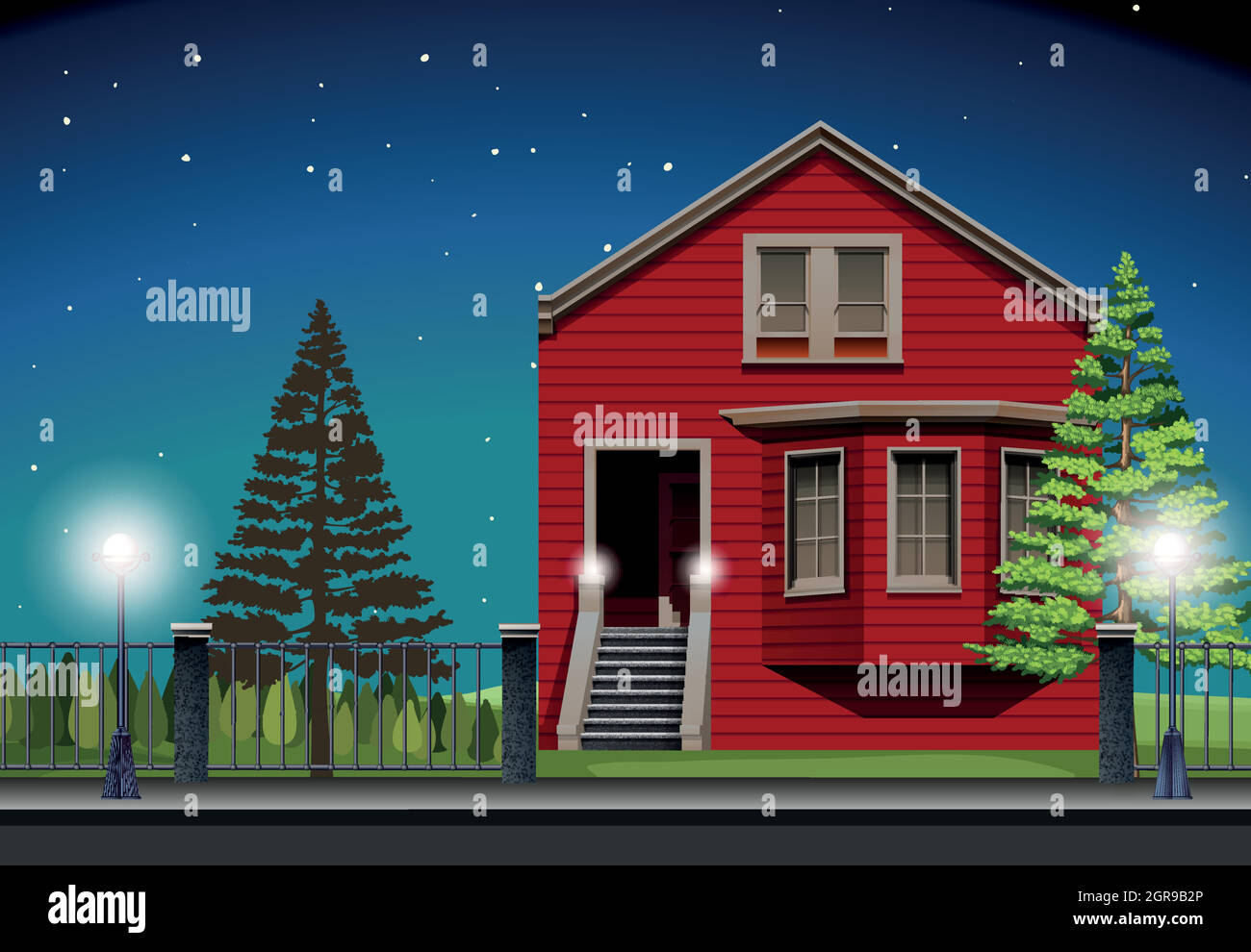 Private house at night time Stock Vector Image & Art - Alamy