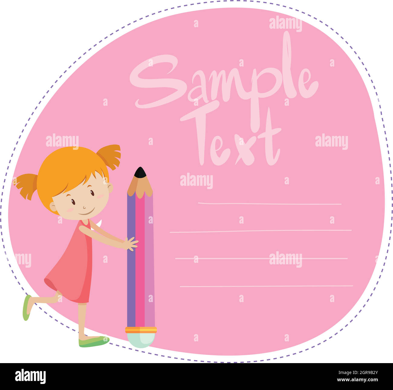 Border design with girl and pencil Stock Vector Image & Art - Alamy