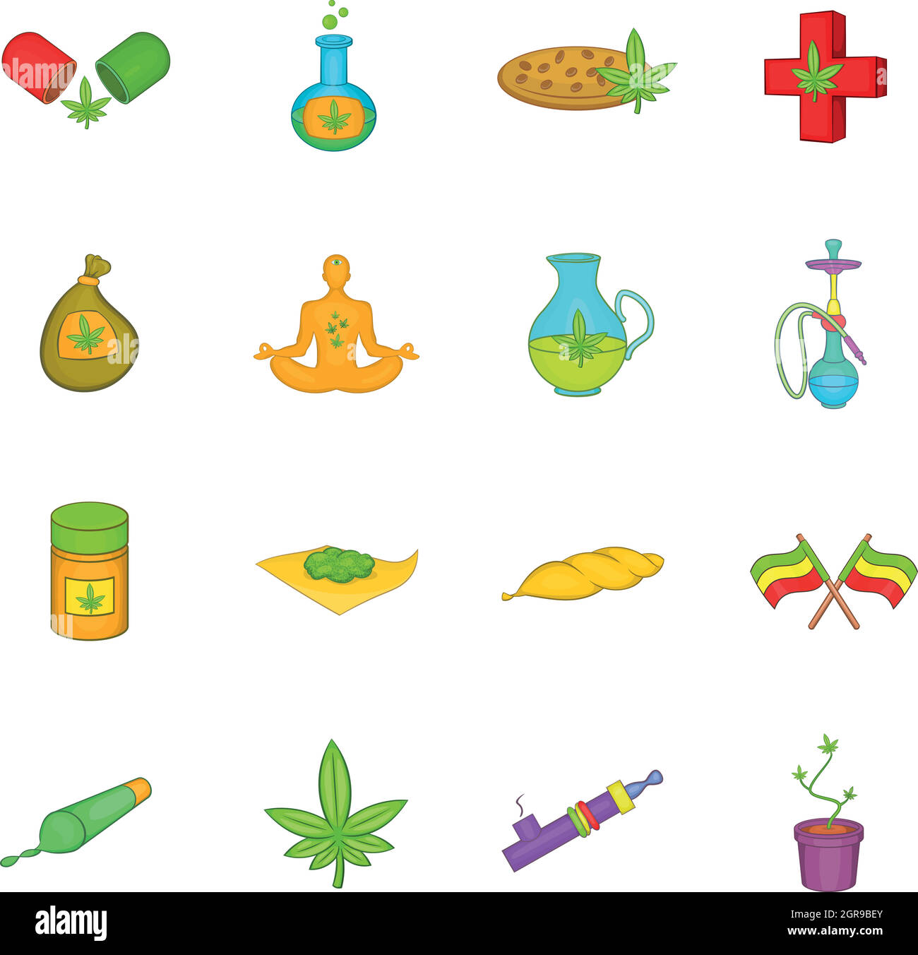 Cartoon style cannabis leaf Stock Vector Images - Alamy