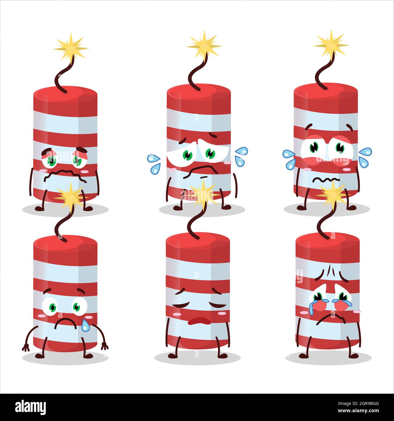 Red firecracker cartoon character with sad expression. Vector ...