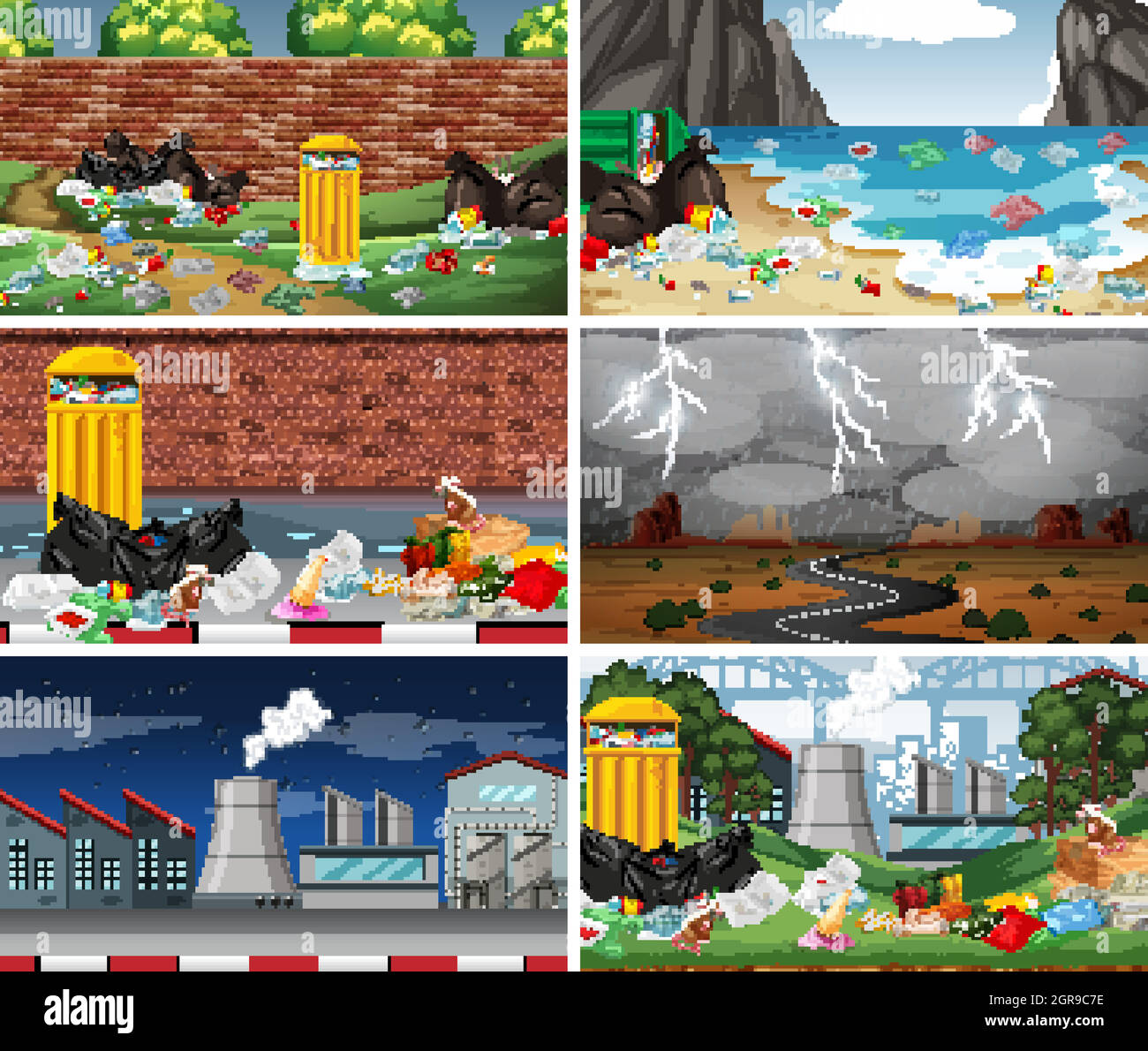 Set of polluted scenes Stock Vector Image & Art - Alamy