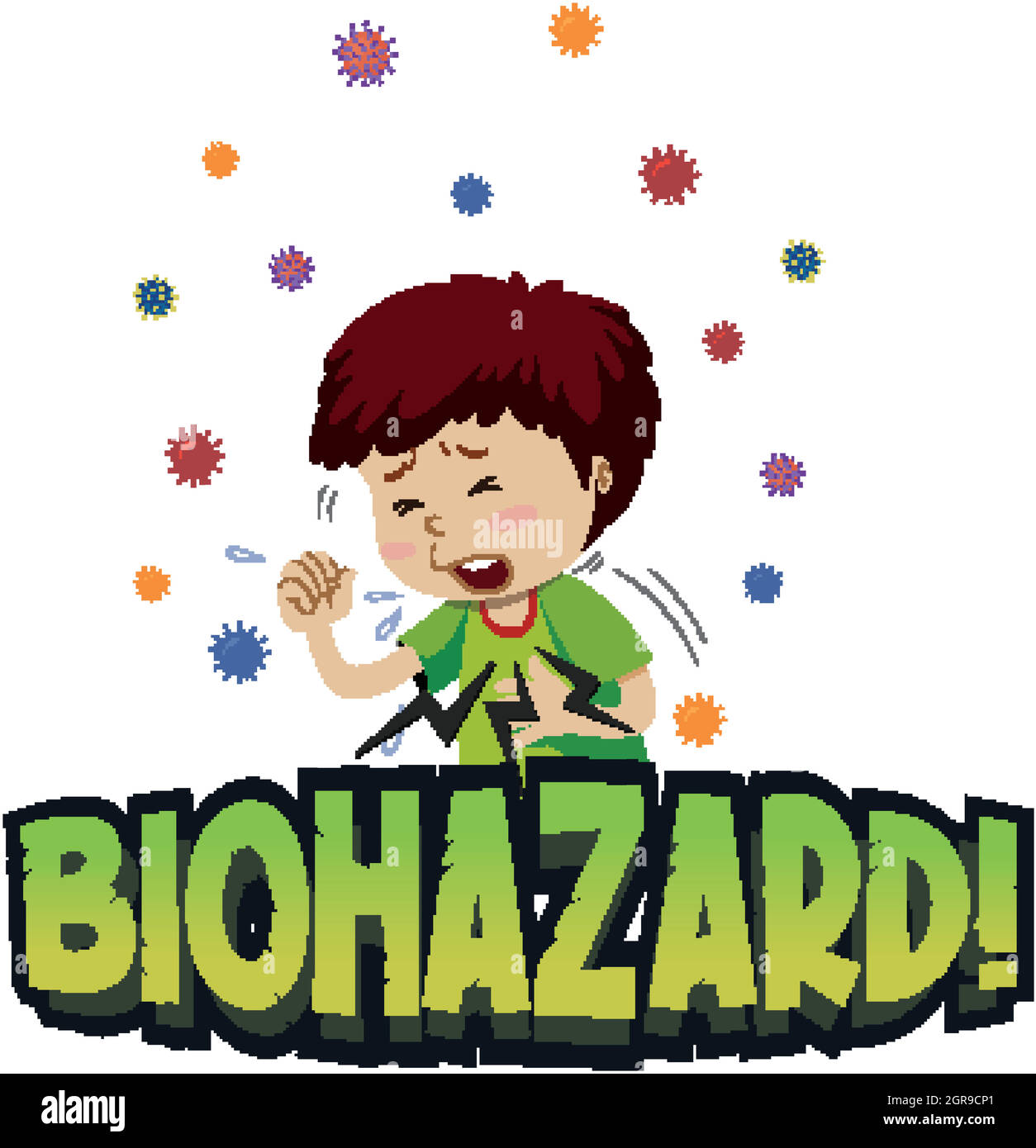 Poster design for coronavirus theme with boy coughing Stock Vector ...