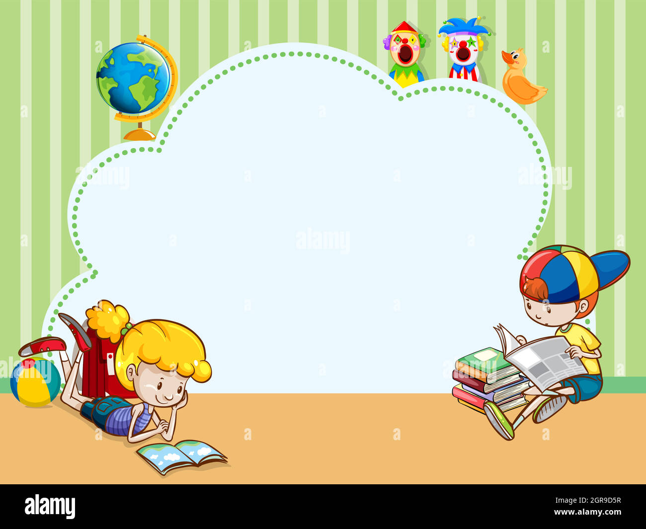 Border template with kids reading books Stock Vector Image & Art - Alamy