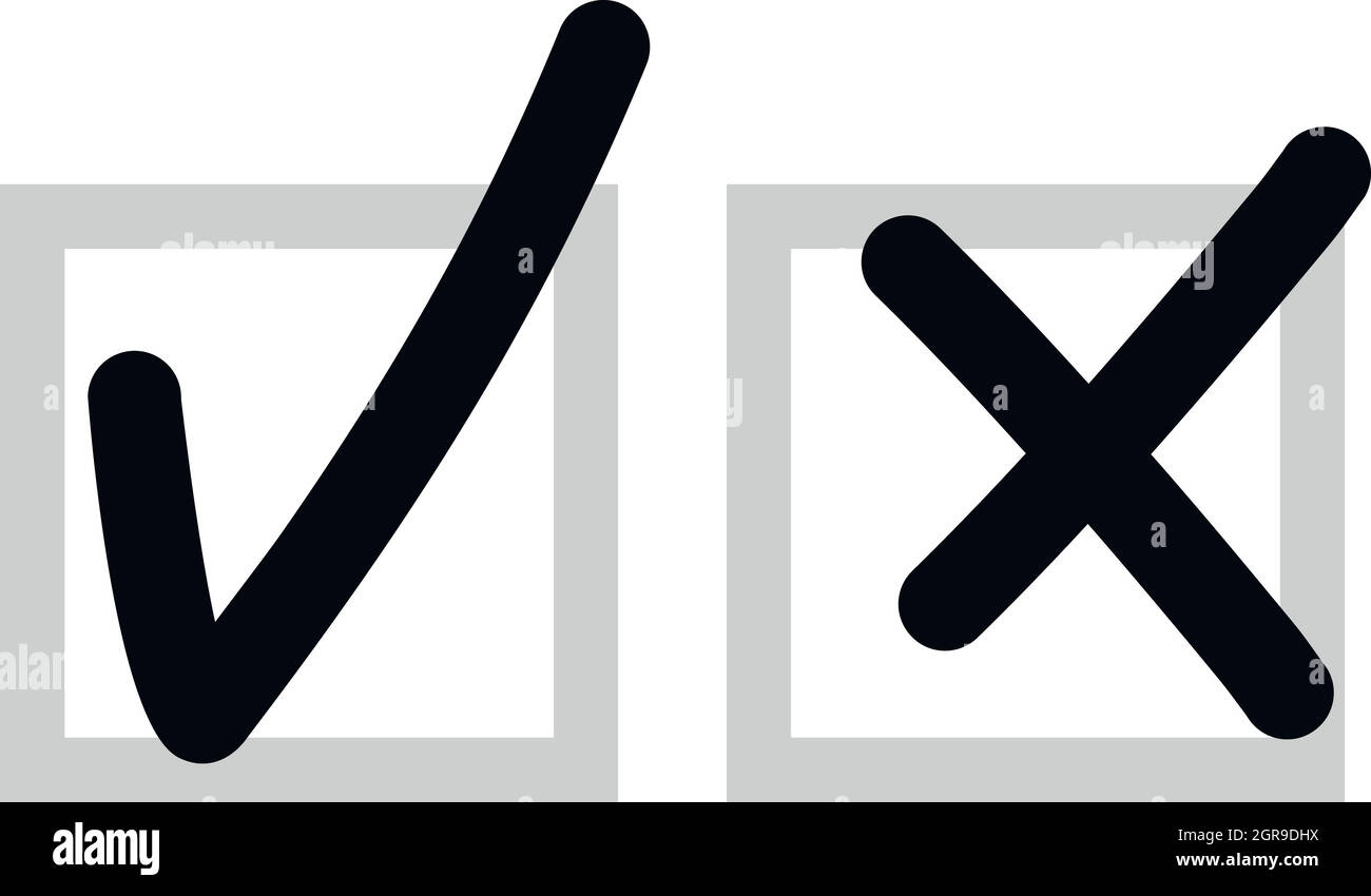 Checkmark to accept and refusal icon, flat style Stock Vector Image ...